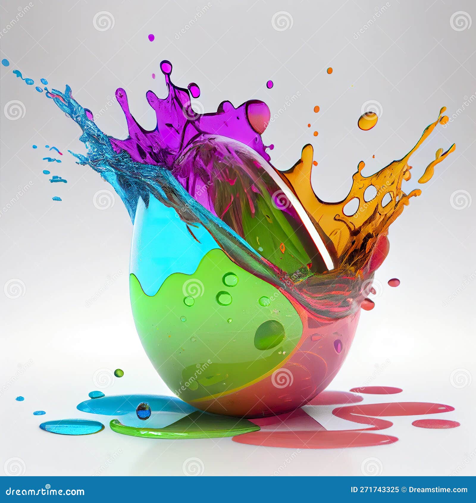 Colorful Easter Egg with Paint Splashes Isolated on White Background ...