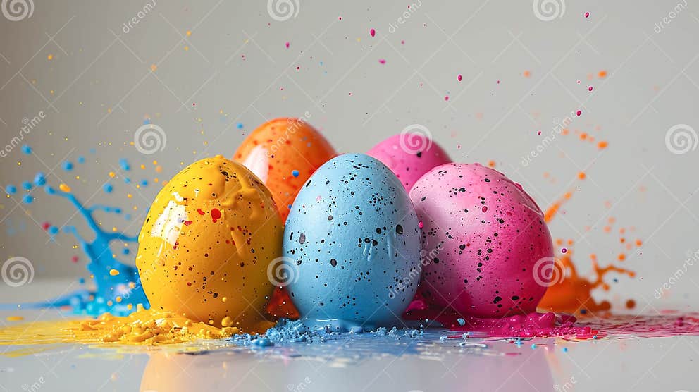 Colorful Easter Egg Splash Design. Easter Card Design with Egg in Paint ...