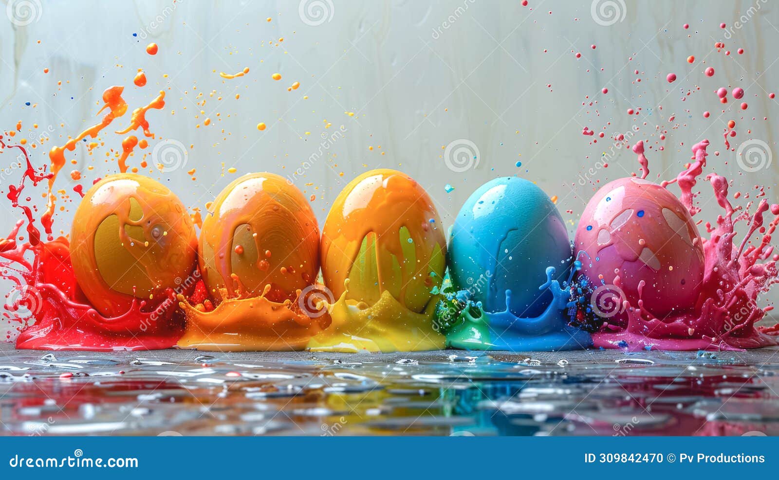 Colorful Easter Egg Splash Design. Easter Card Design with Egg in Paint ...
