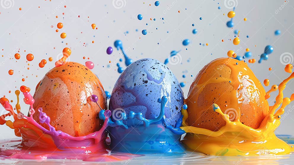 Colorful Easter Egg Splash Design. Easter Card Design with Egg in Paint ...
