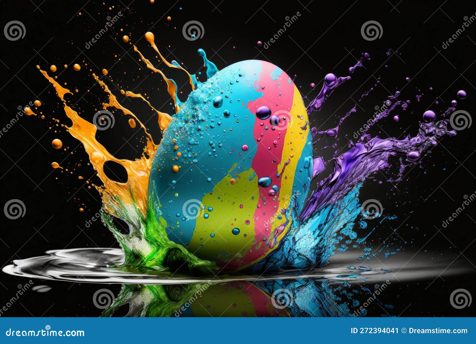 Colorful Easter Egg in Colorful Splash Stock Illustration ...