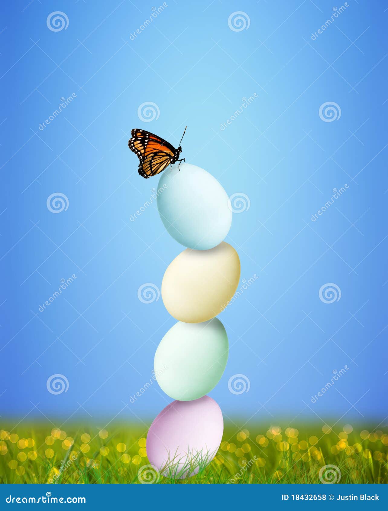Colorful Easter Eggs Balancing Stock Photo - Image of clear, cute: 18432658