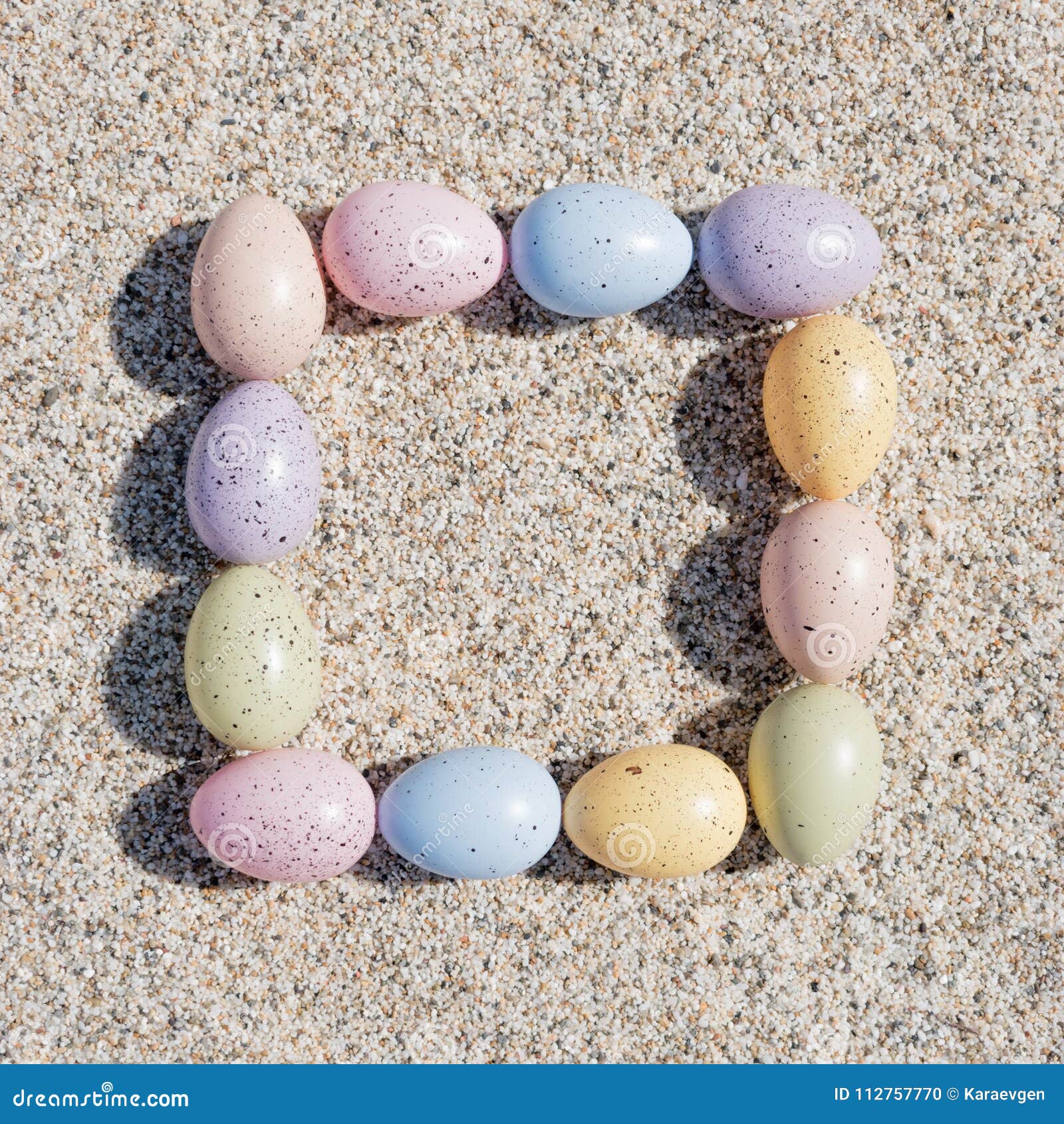 Colorful Easter Eggs on the Beach in Sunny Day. Stock Photo - Image of ...