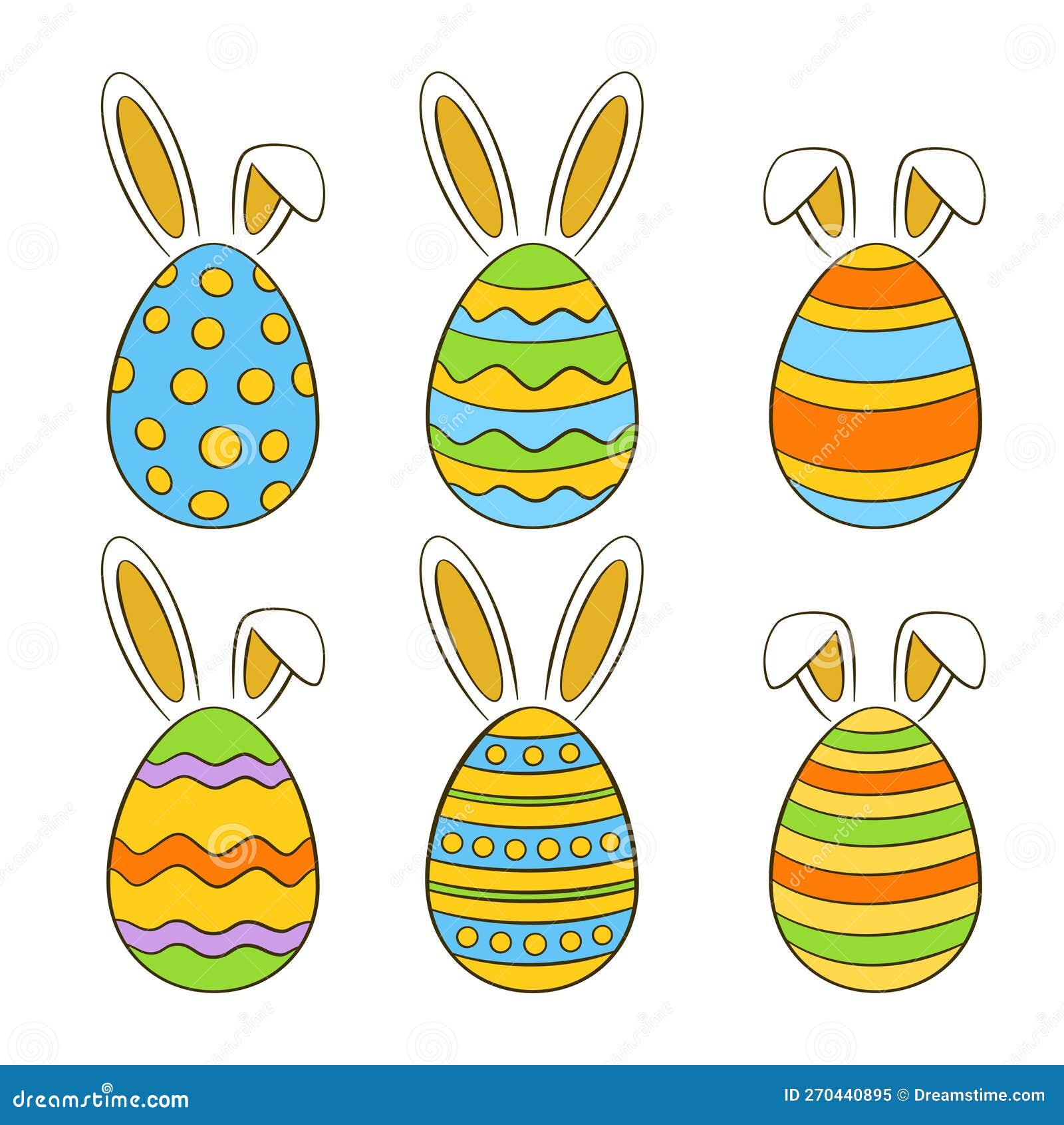 Colorful Easter Eggs with Bunny Ears. Cartoon Stock Vector ...