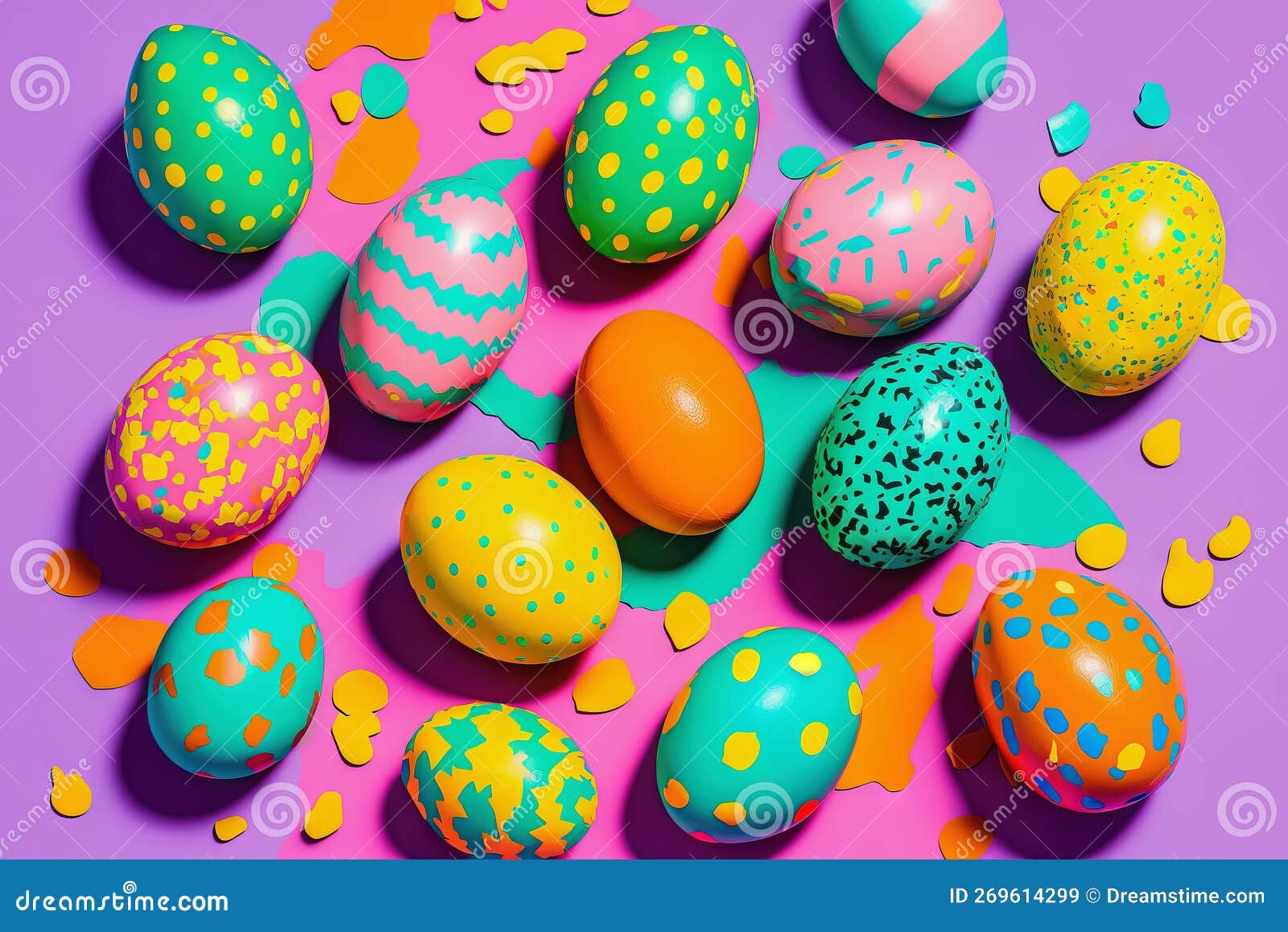 Colorful Easter Eggs in Dots Pattern, Pop Art Style. Egg in Dots ...