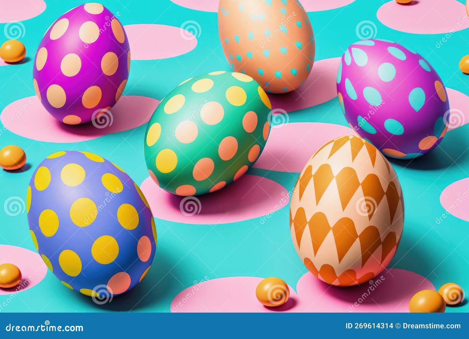 Colorful Easter Eggs in Dots Pattern, Pop Art Style. Egg in Dots ...