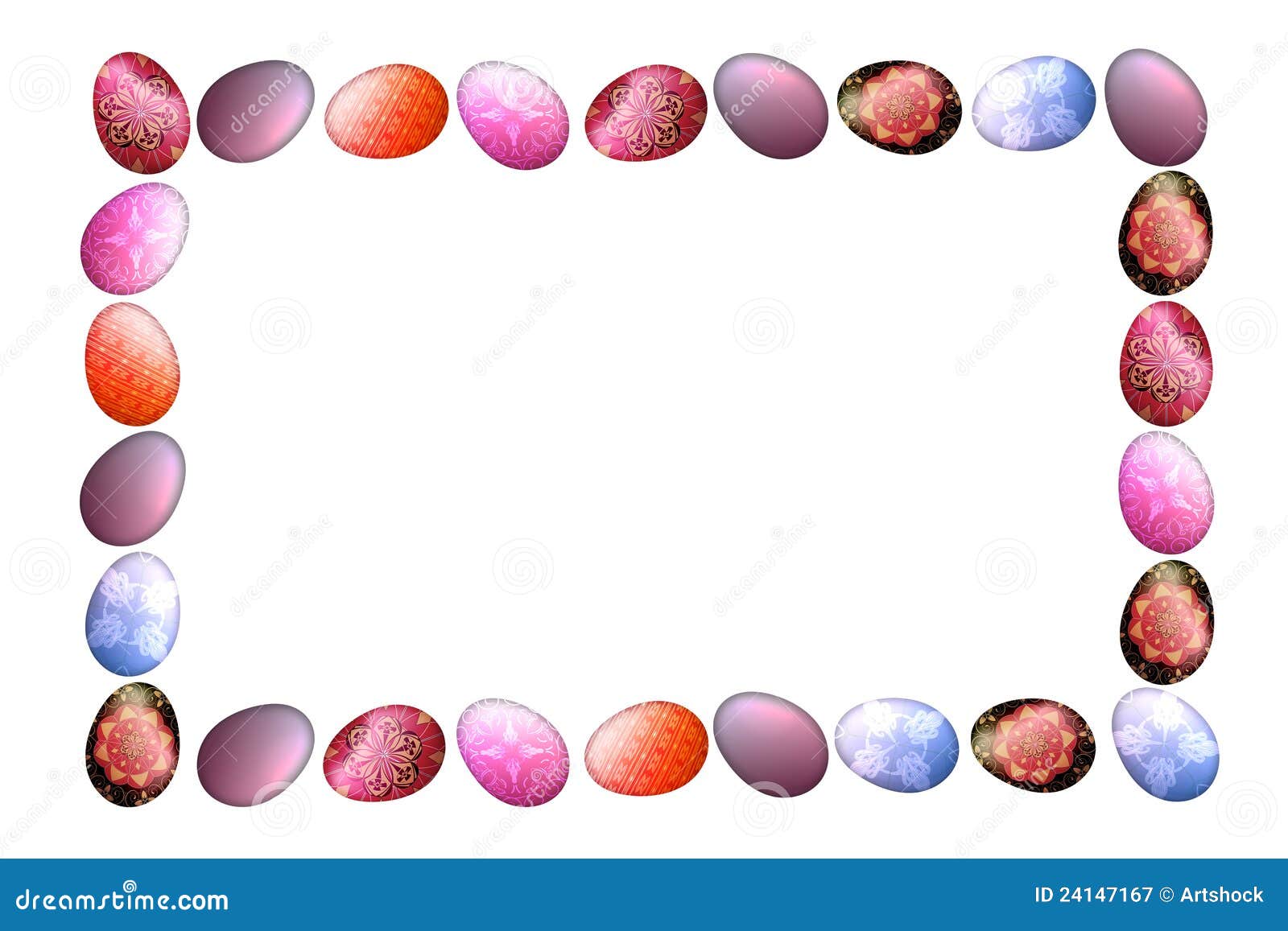 Colorful Easter eggs frame stock illustration. Illustration of orange ...