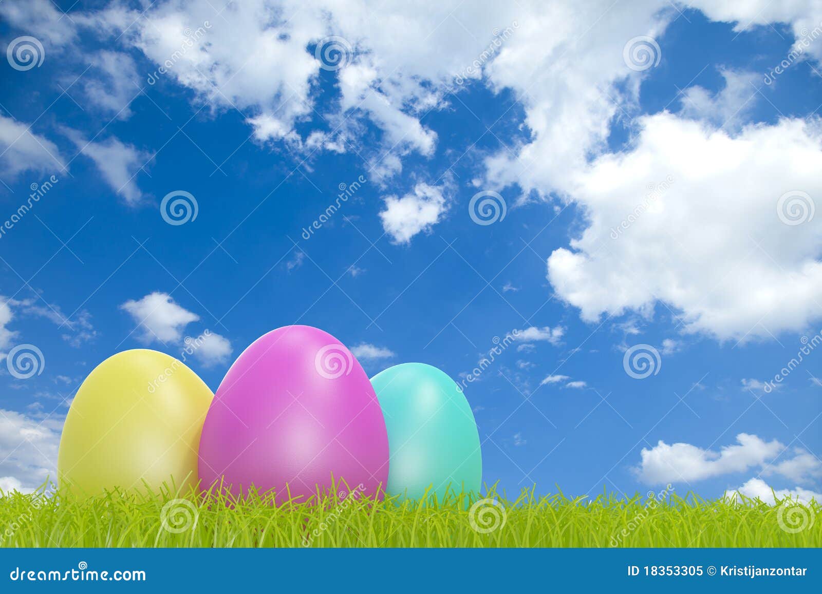 Colorful Easter Eggs in Front of a Cloudy Sky with Stock Image - Image ...