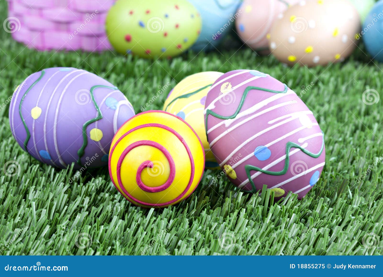 Colorful Easter Eggs in Grass Stock Image - Image of ornate, decoration ...
