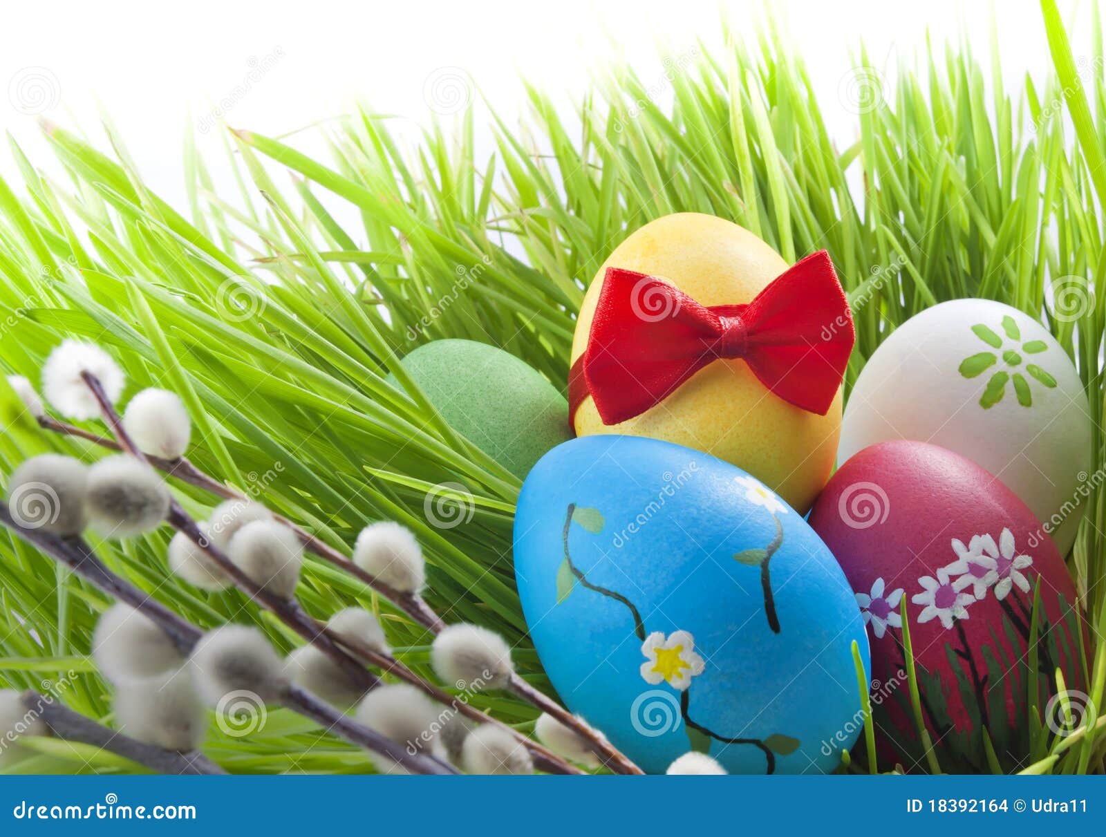 Colorful Easter Eggs in Green Grass Stock Photo - Image of decorative ...