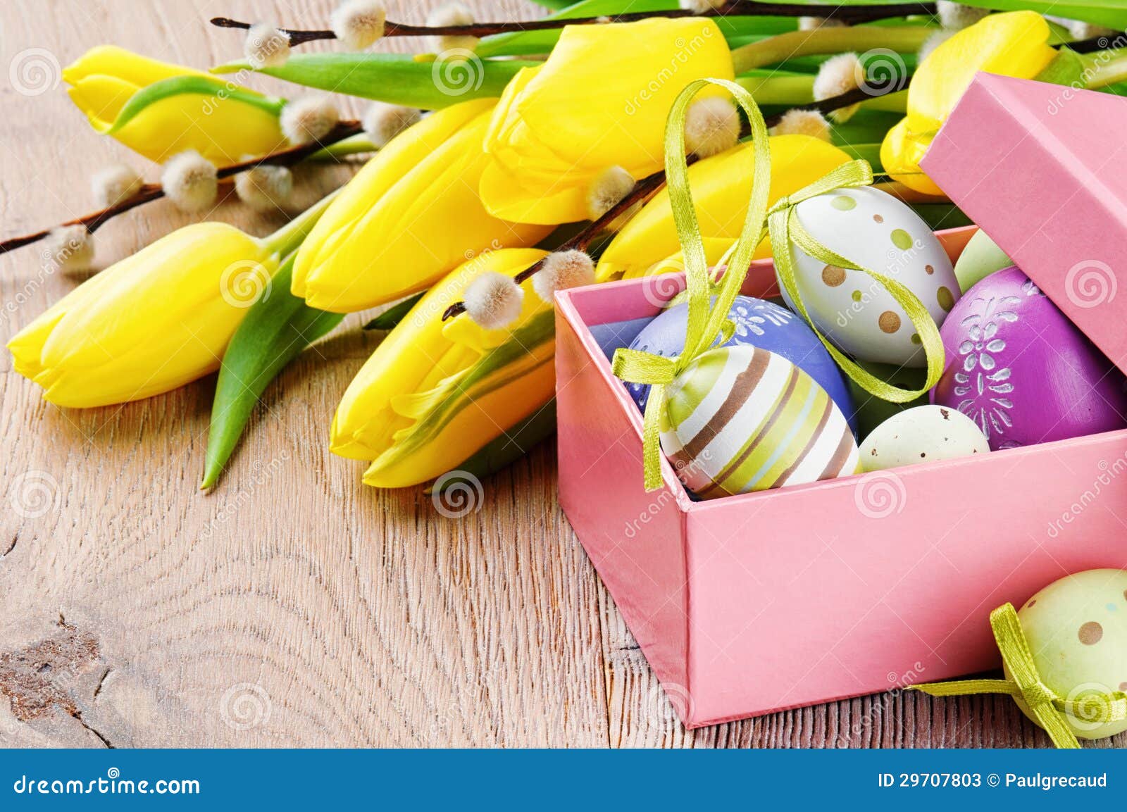 Colorful Easter Eggs in Open Gift Box Stock Image - Image of frame ...