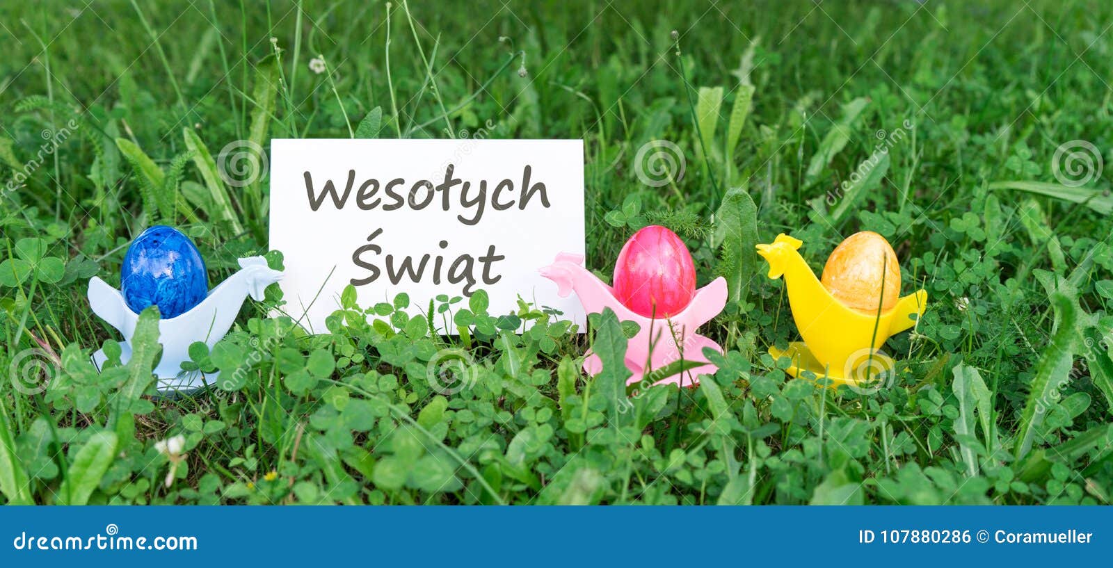 Colorful Easter Eggs and Polish Text: Happy Easter Stock Photo - Image ...