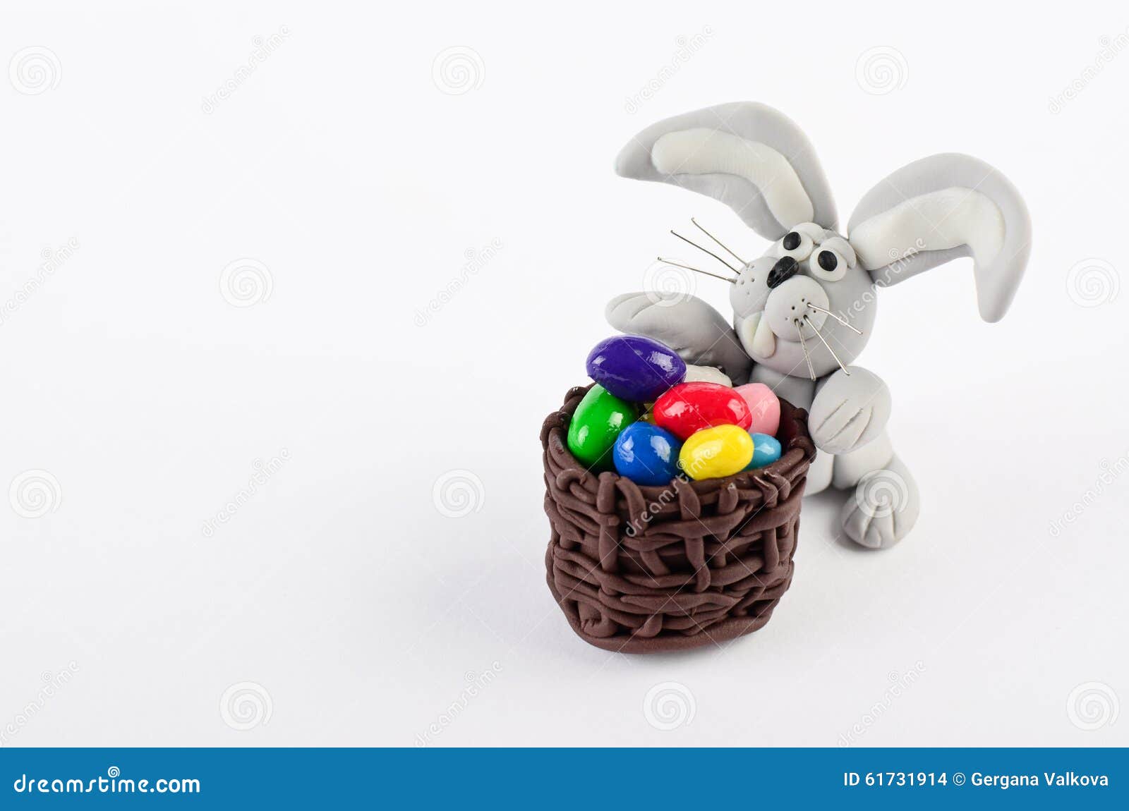 Colorful Easter Eggs and Rabbit Isolated on White Stock Photo - Image ...