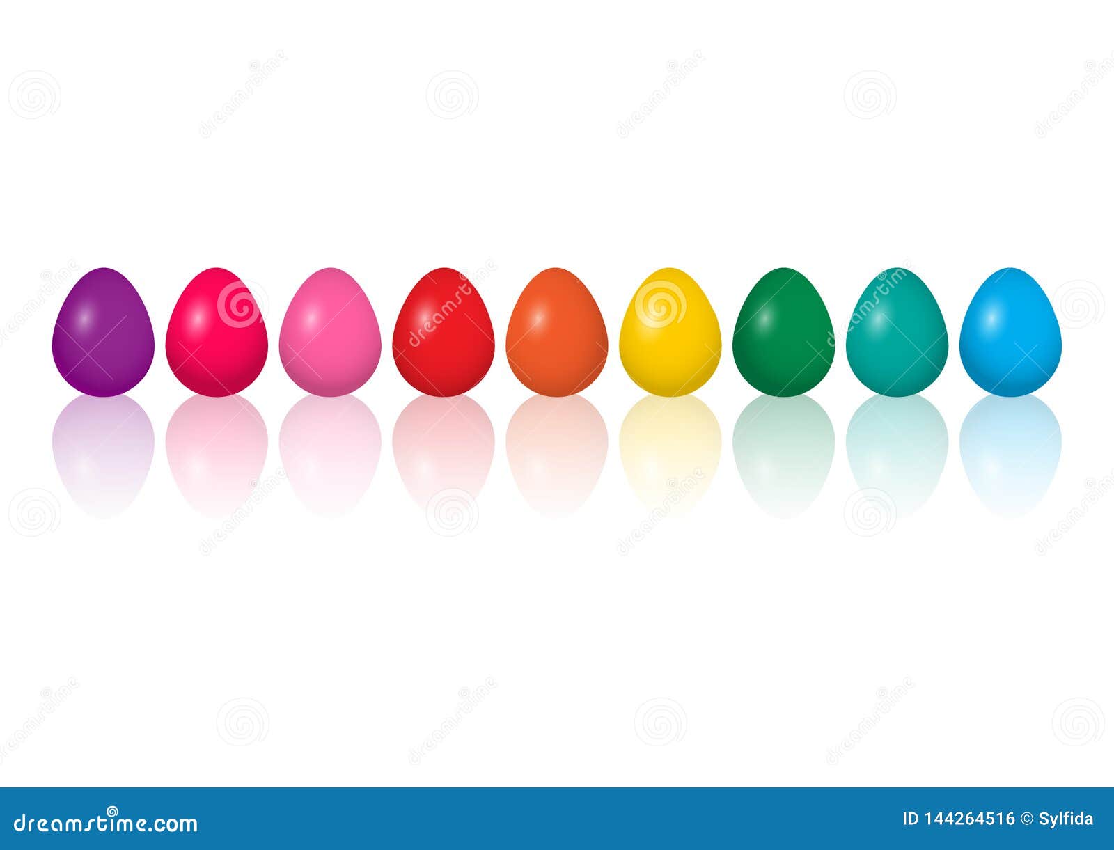 Colorful Easter Eggs with Reflection. Vector Illustration Stock ...