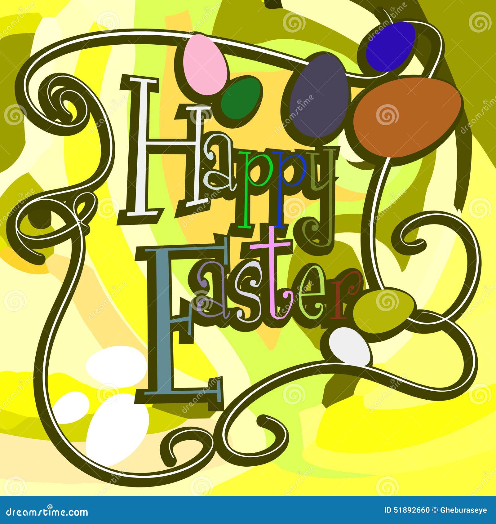 Colorful Easter Greeting Card Stock Vector - Illustration of balls ...