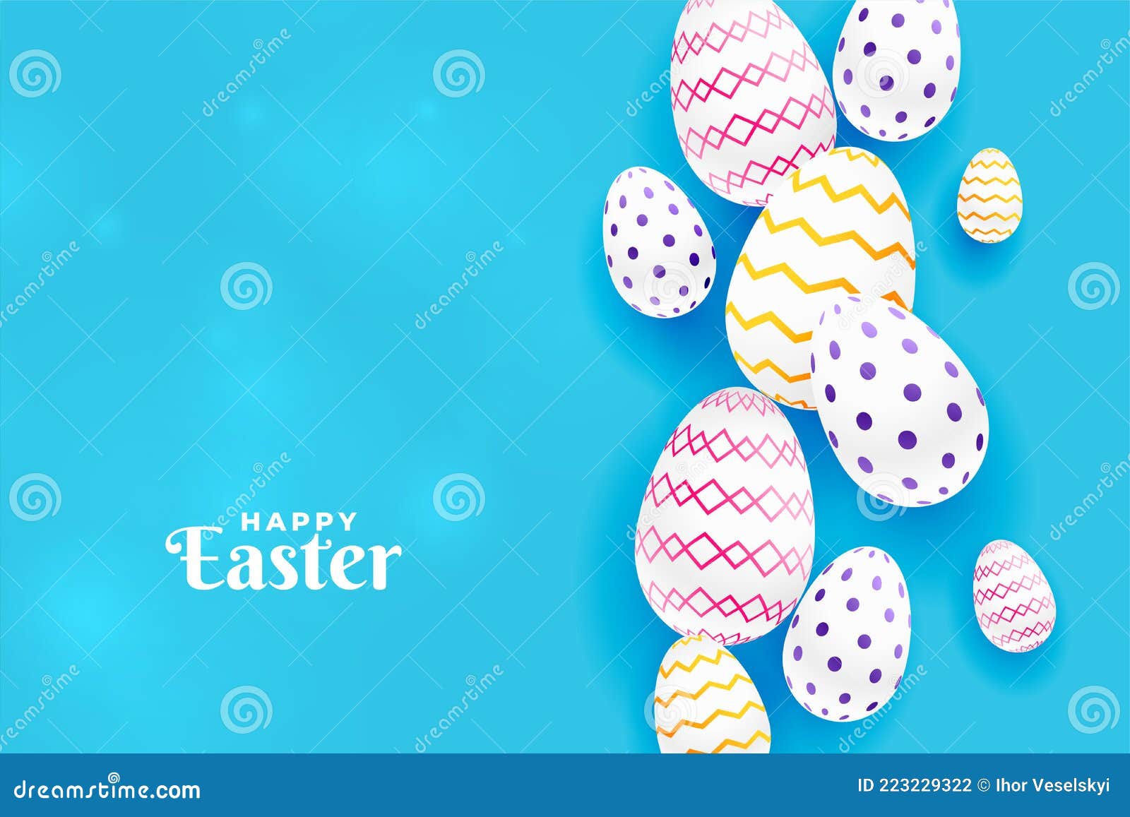 Colorful Easter Pattern Egg in Blue Background Stock Vector ...