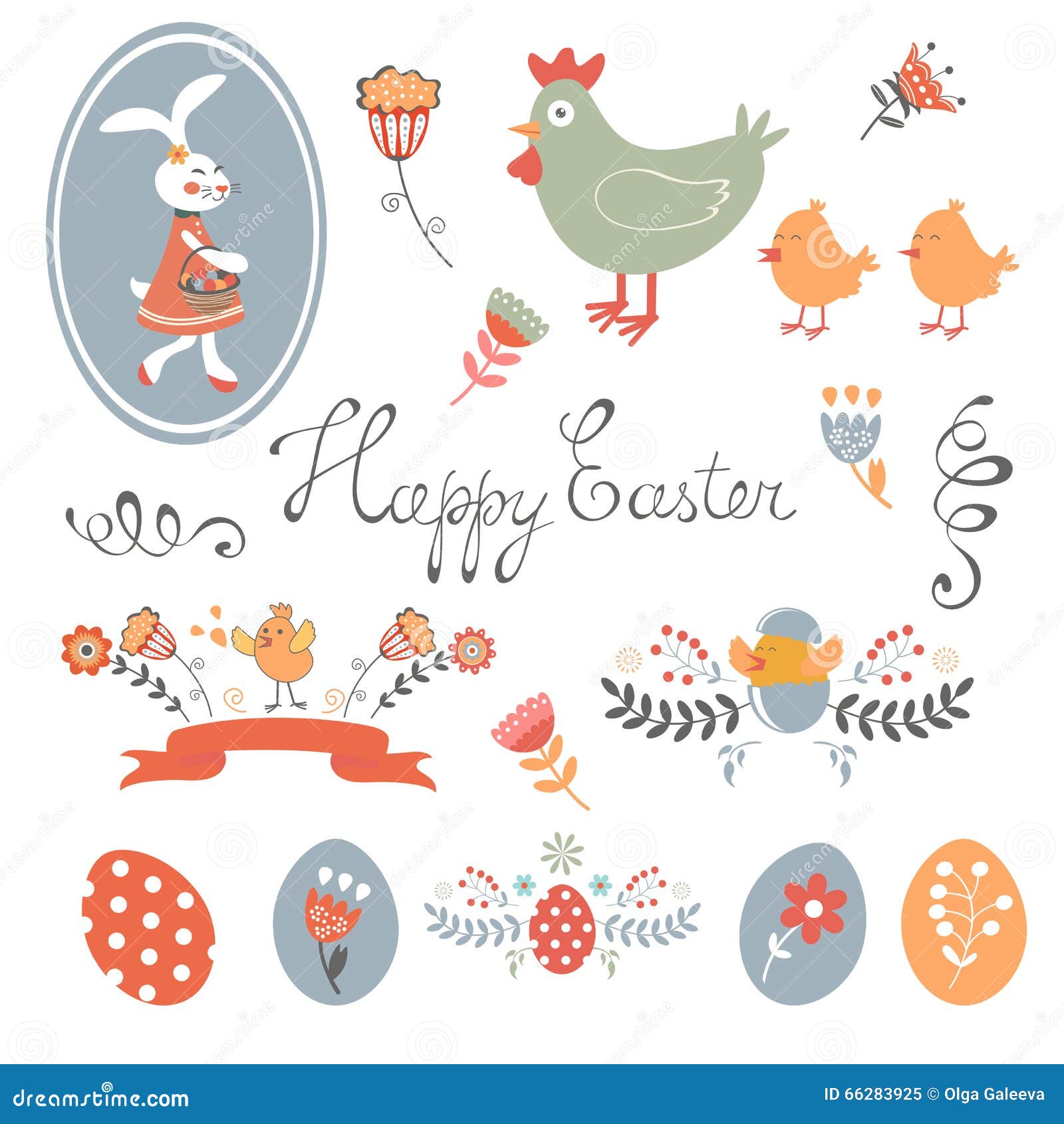 Colorful Easter Related Elements Collection Stock Vector - Illustration ...