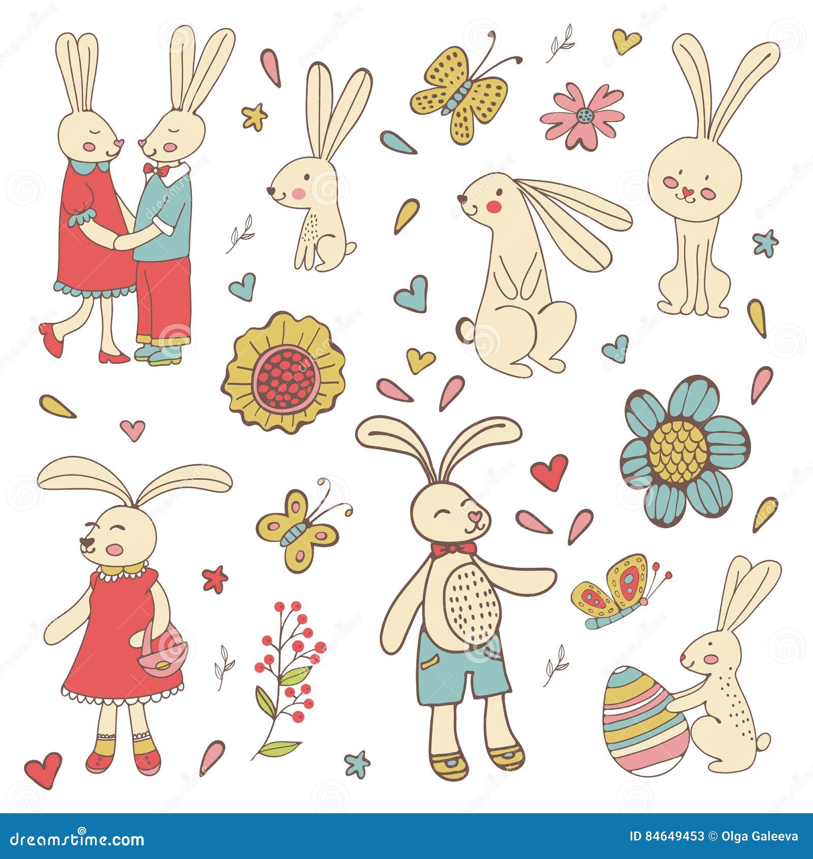 Colorful Easter Related Elements Collection Stock Vector - Illustration ...