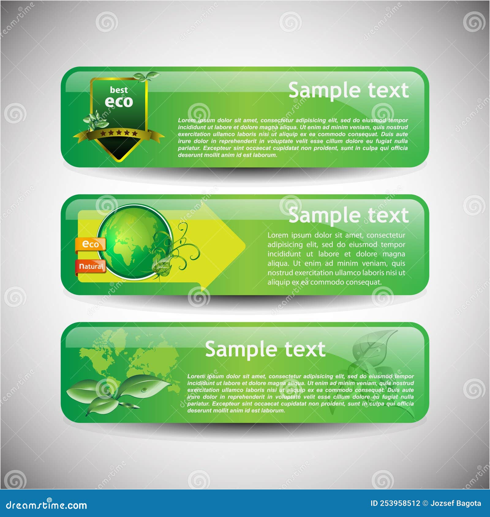 Colorful Eco Banner Set Vector Illustration Stock Vector - Illustration ...