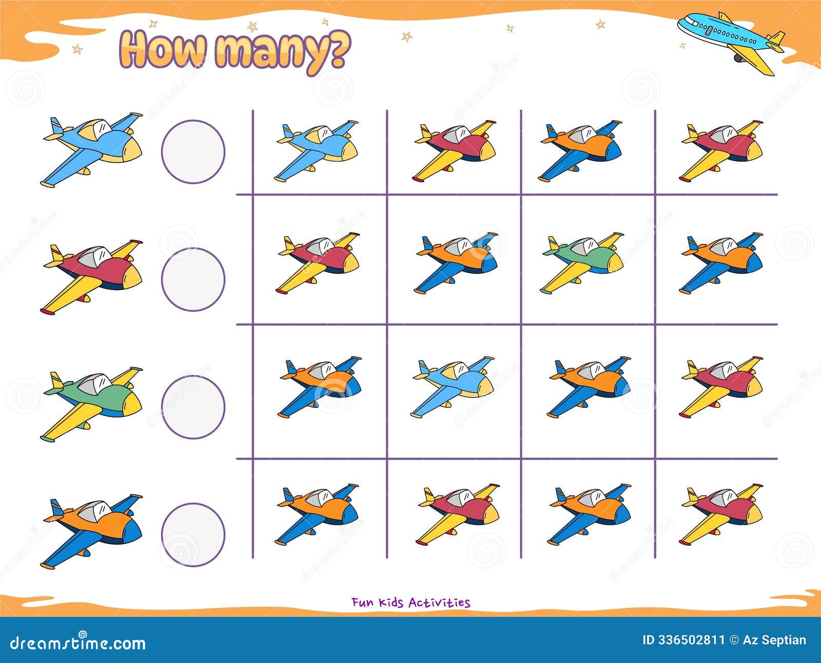 How Many Fun Counting Games for Kids Air Theme Stock Vector ...