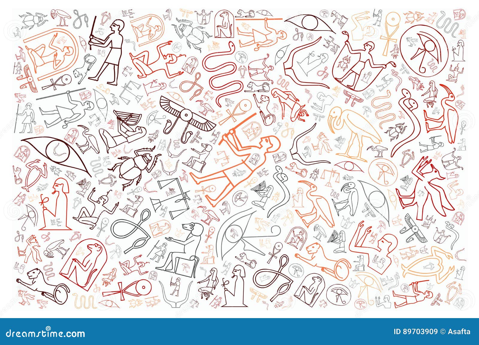 Set Of Egyptian Hieroglyphics Alphabet With Latin Letters On White ...