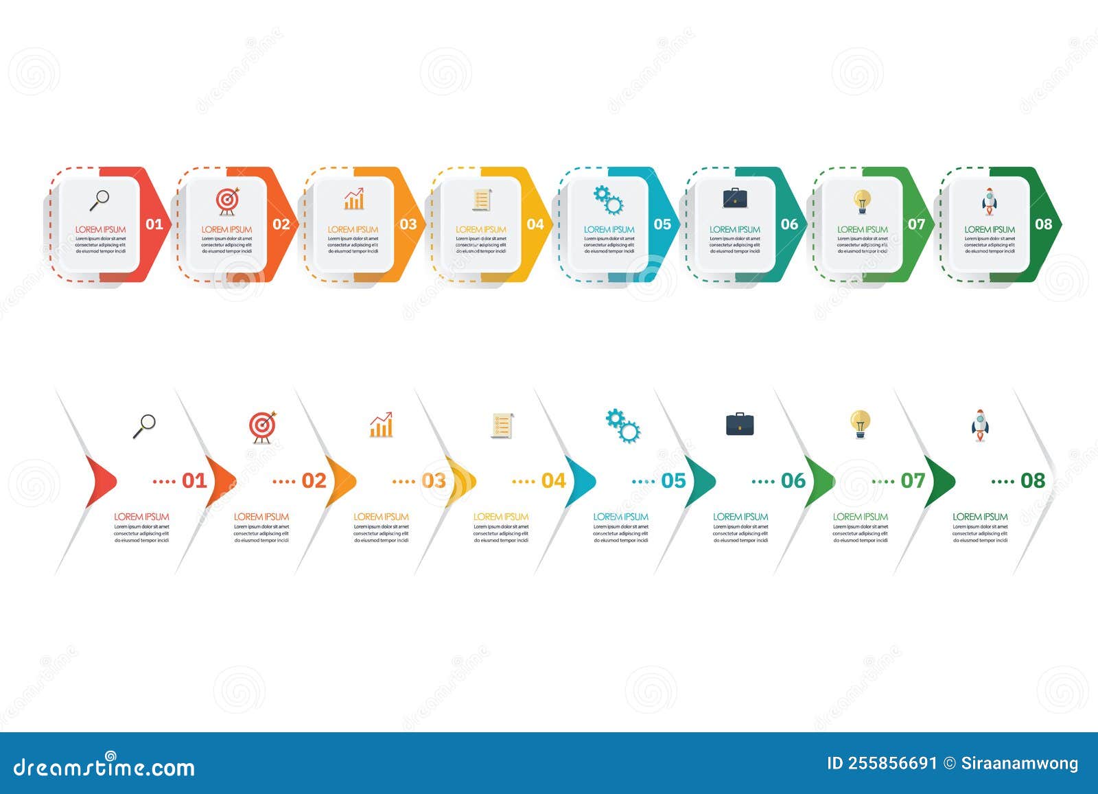 Colorful Eight Steps Templates Infographic Stock Vector - Illustration ...