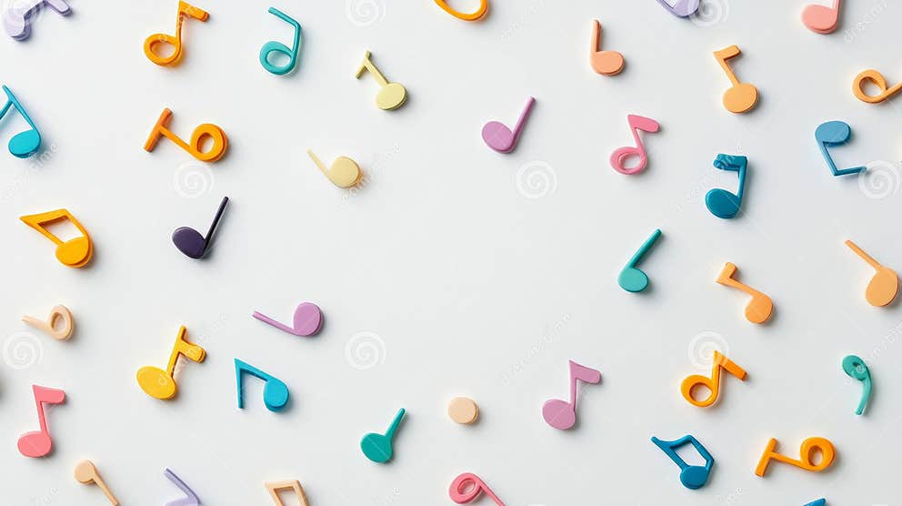 Colorful Eighth Notes Creating Musical Symphony on White Background ...