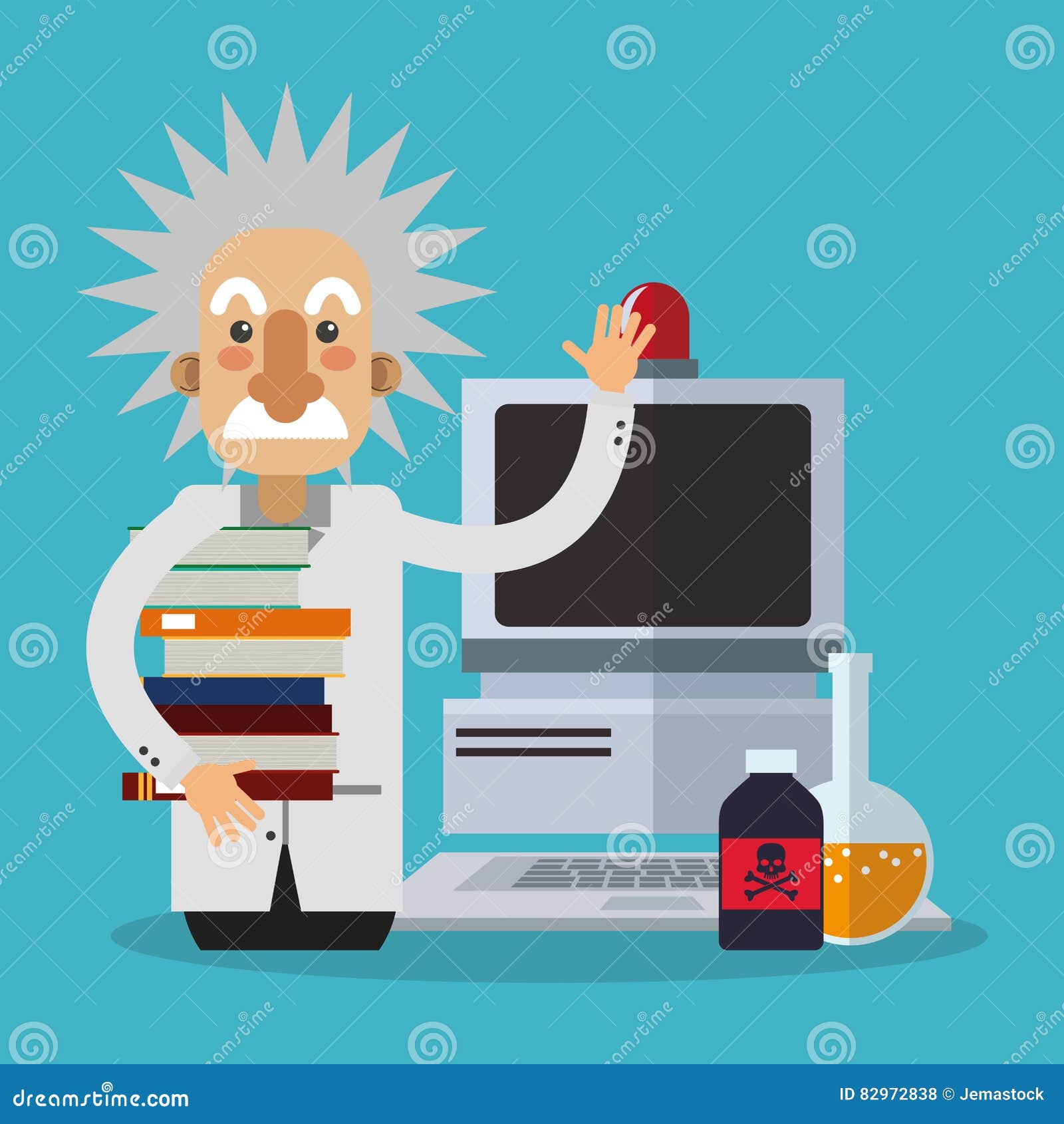 Colorful Einstein and Computer Design Stock Vector - Illustration of ...