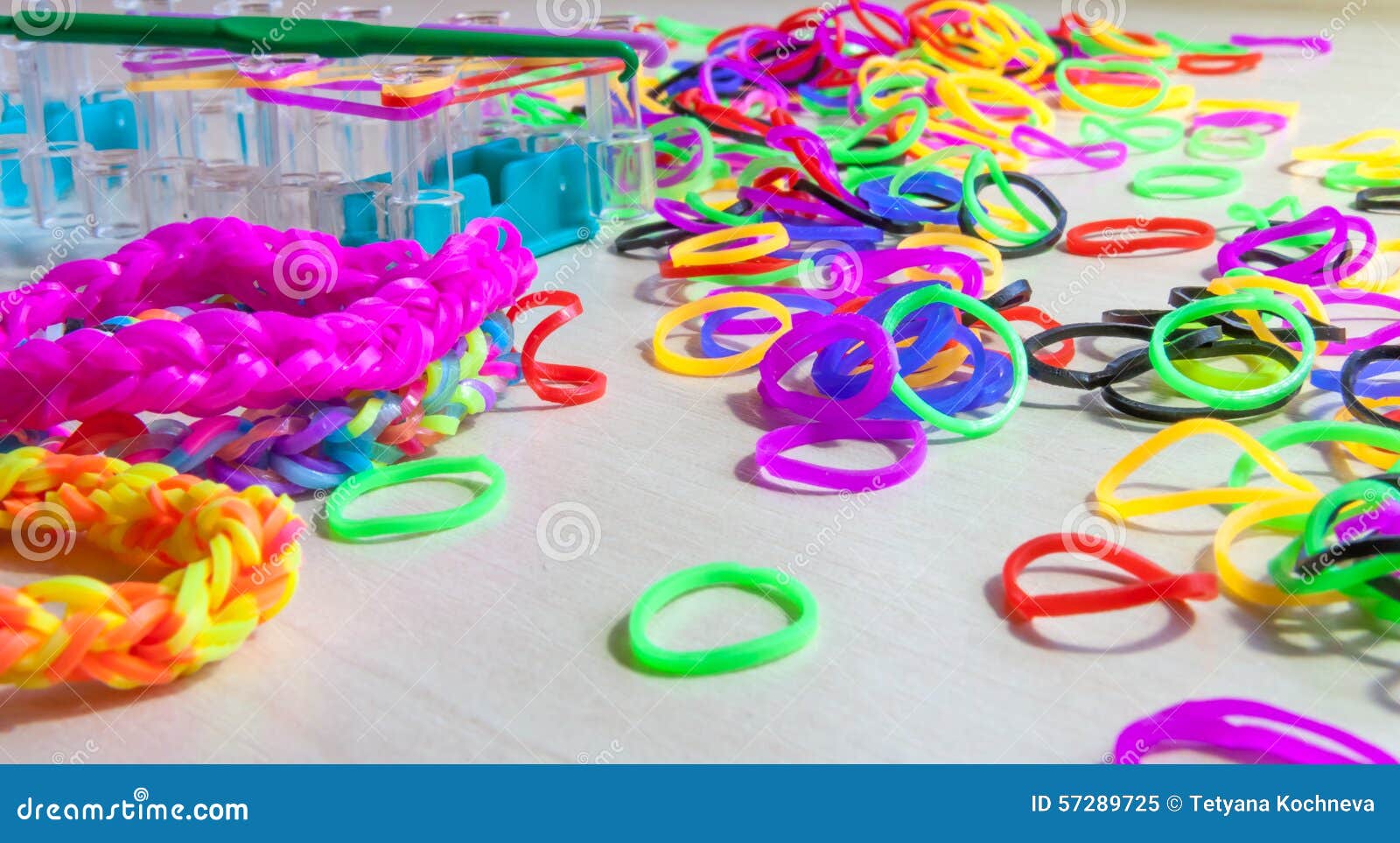 Colorful of Elastic Rainbow Loom Bands Stock Image - Image of children ...