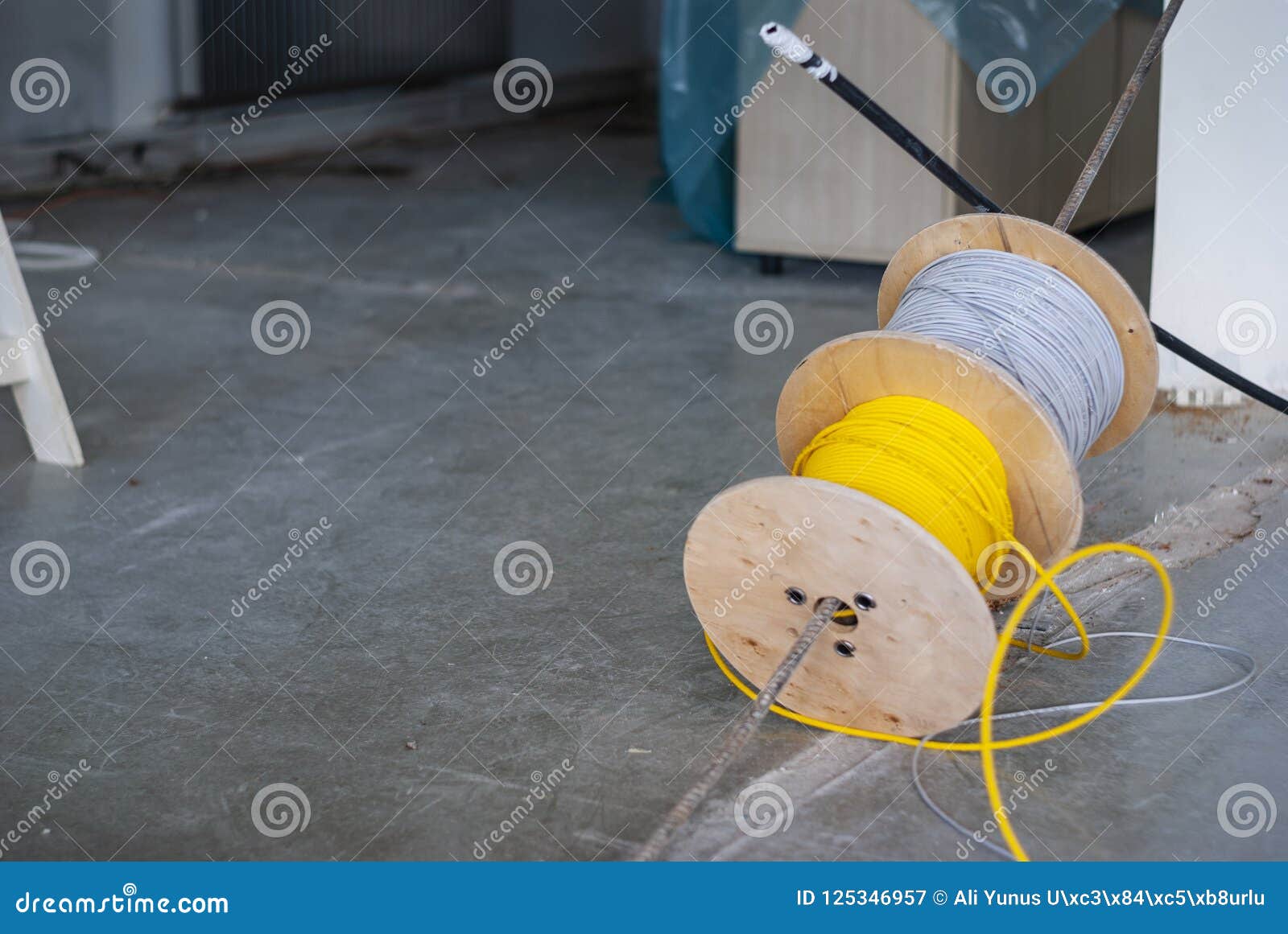 Cable Roll on Construction Site Stock Image - Image of insulating ...