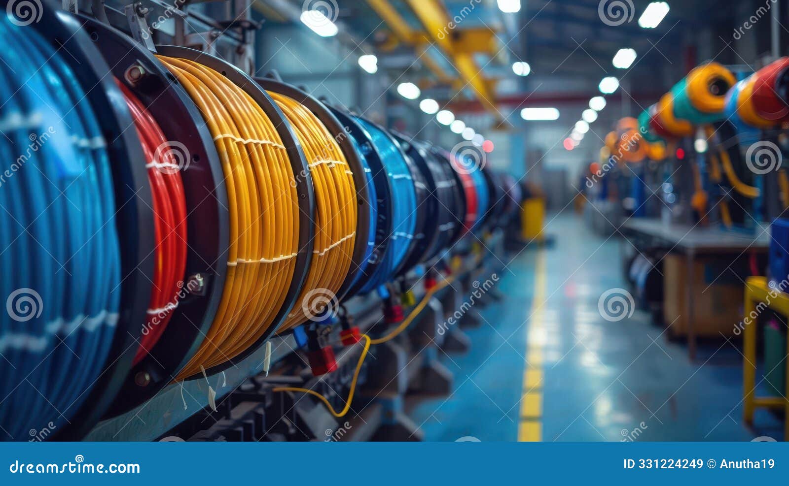 Colorful Electrical Cables in a Modern Cable Manufacturing Facility ...