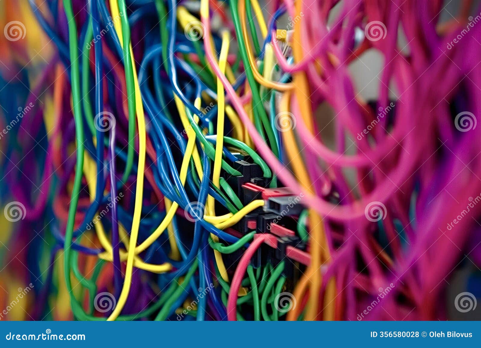 Colorful Electrical Wires Creating Complex Network in Server Room Stock ...