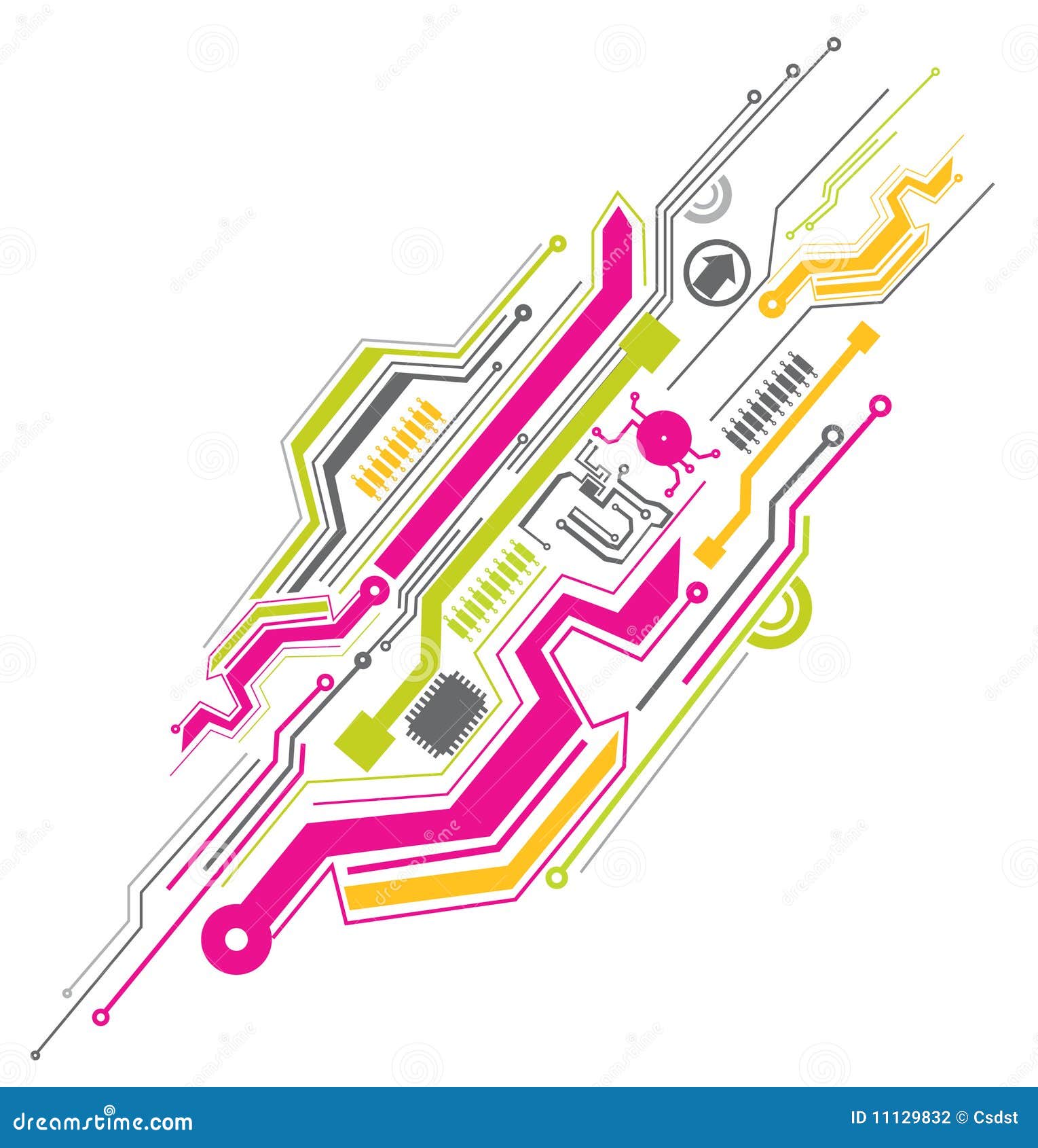 Colorful Electronic Circuit Stock Vector - Illustration of circuit ...