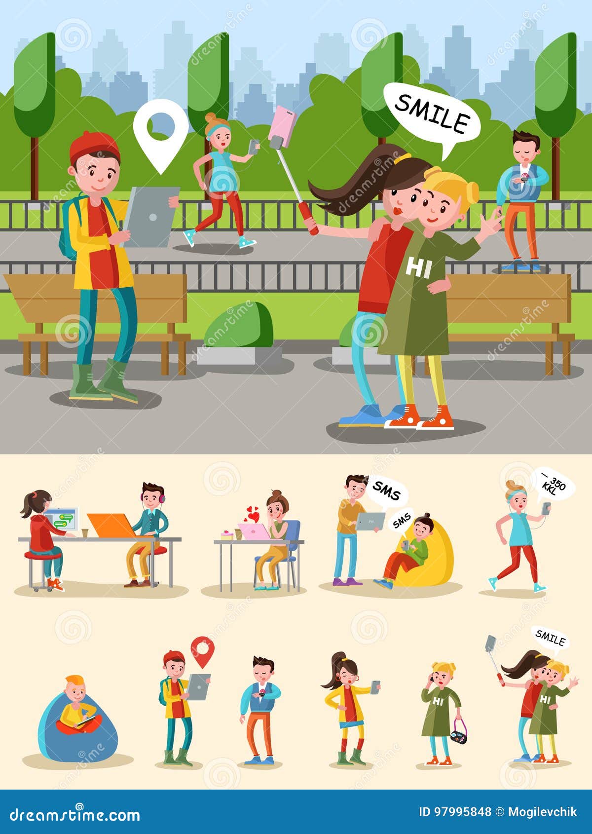 Colorful Electronic Clock Witj Text Time For School. Vector ...