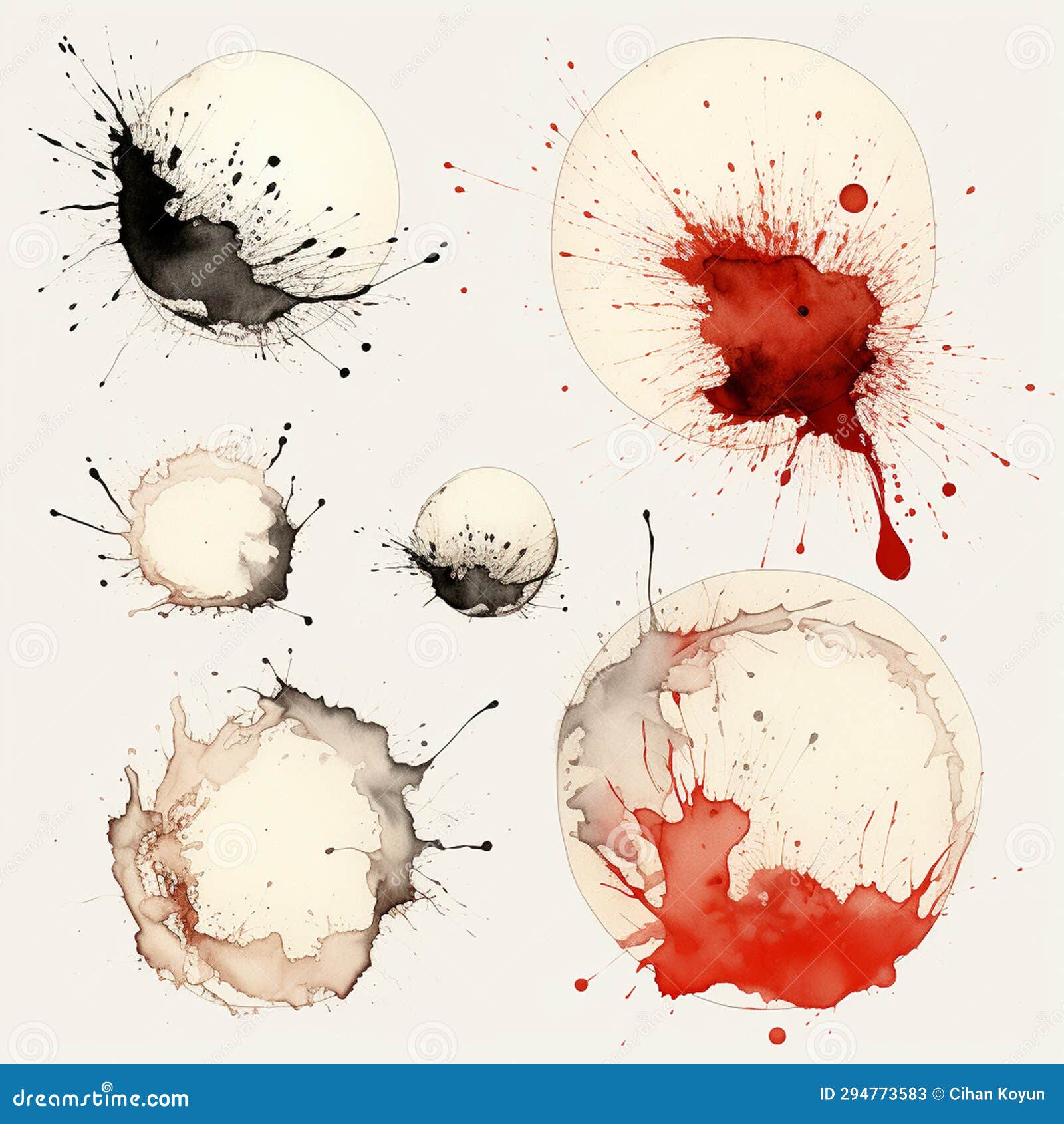 Colorful Elements with Splats and Drips of Paint Stock Illustration ...