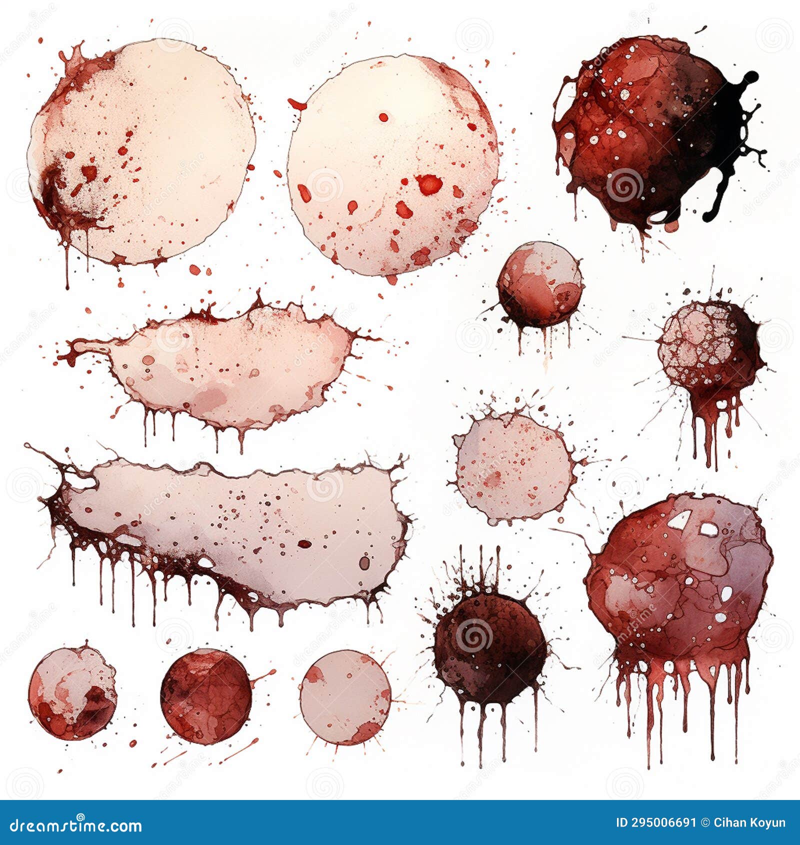 Colorful Elements with Splats and Drips of Paint Stock Illustration ...