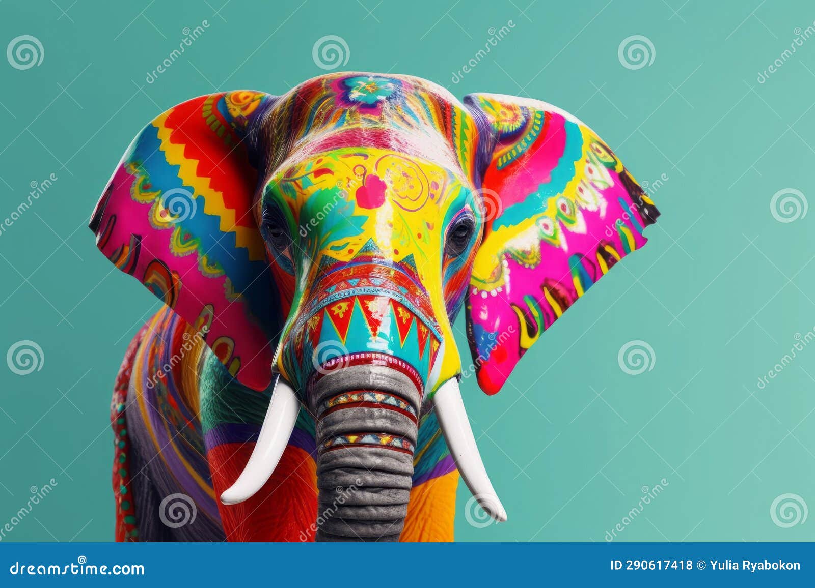 Colorful Elephant Head. Generate Ai Stock Illustration - Illustration ...
