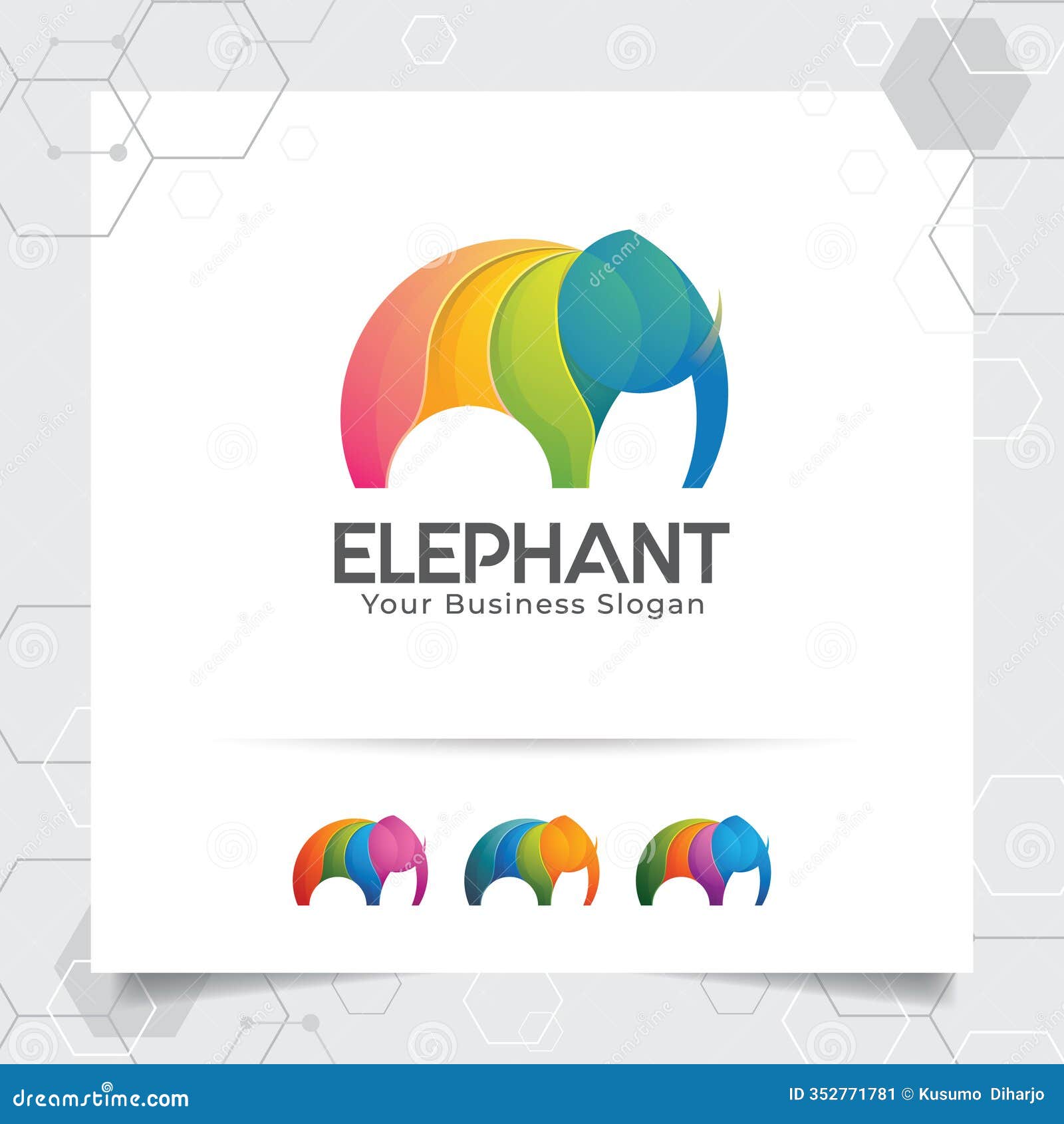 Colorful Elephant Logo with Gradient Modern Style. Elephant Vector ...