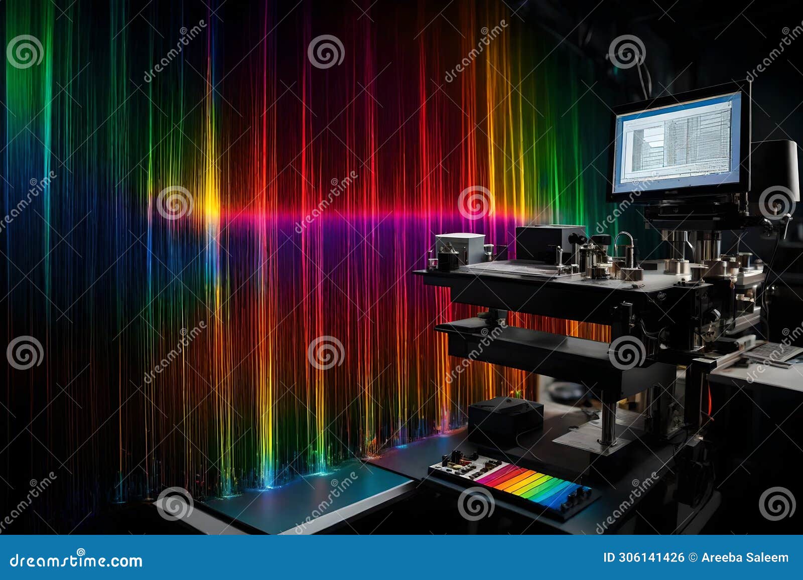 A Colorful Emission Spectrum from a Spectrograph Stock Illustration ...