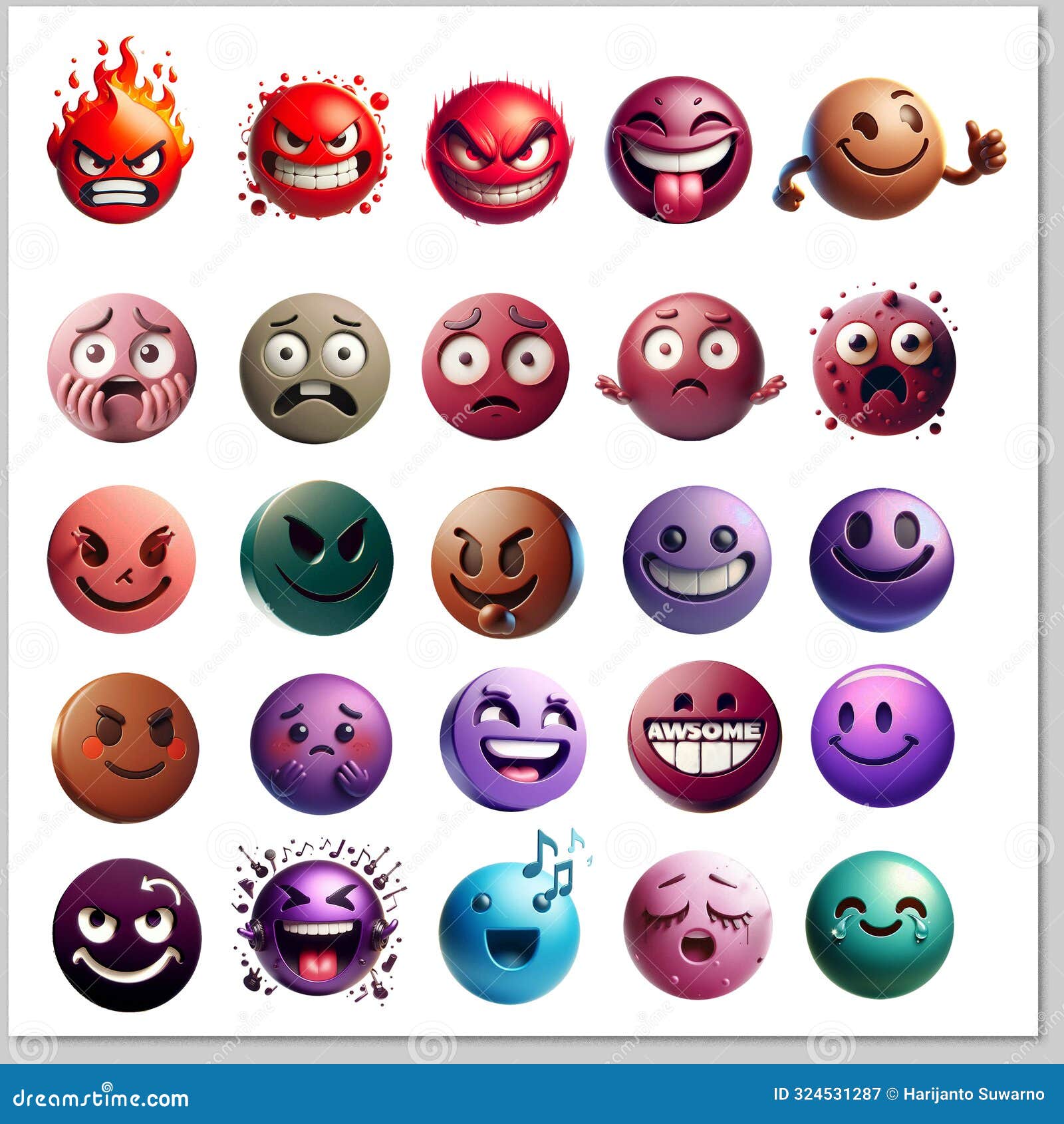 Colorful emoji emoticons stock illustration. Illustration of think ...