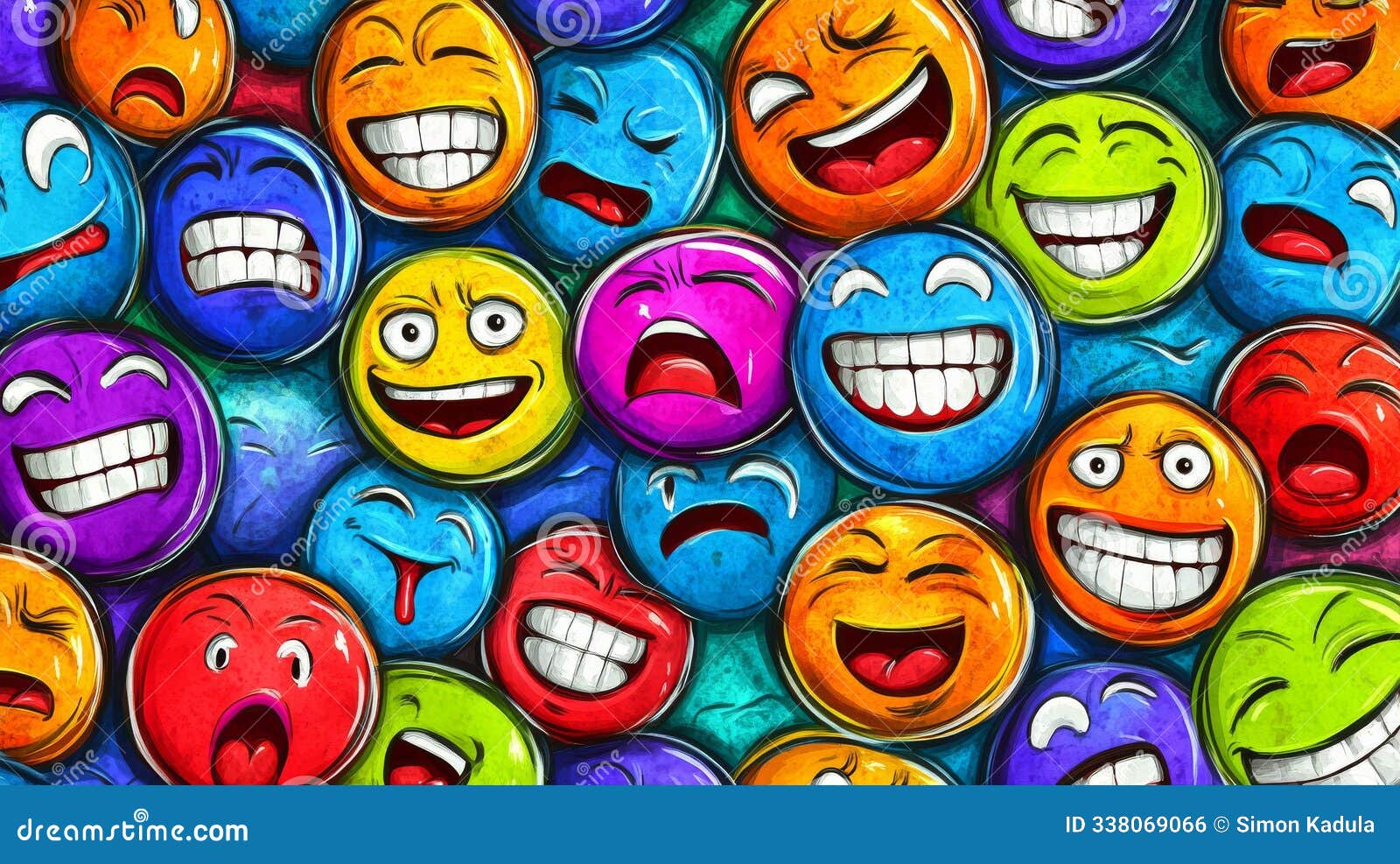 Colorful Emojis Showing Different Emotions Background Stock Photo ...