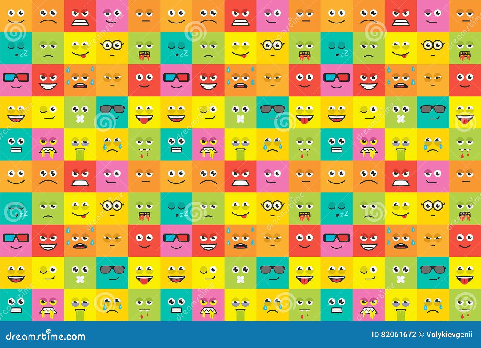 Colorful Emotions Seamless Pattern Stock Vector - Illustration of funny ...