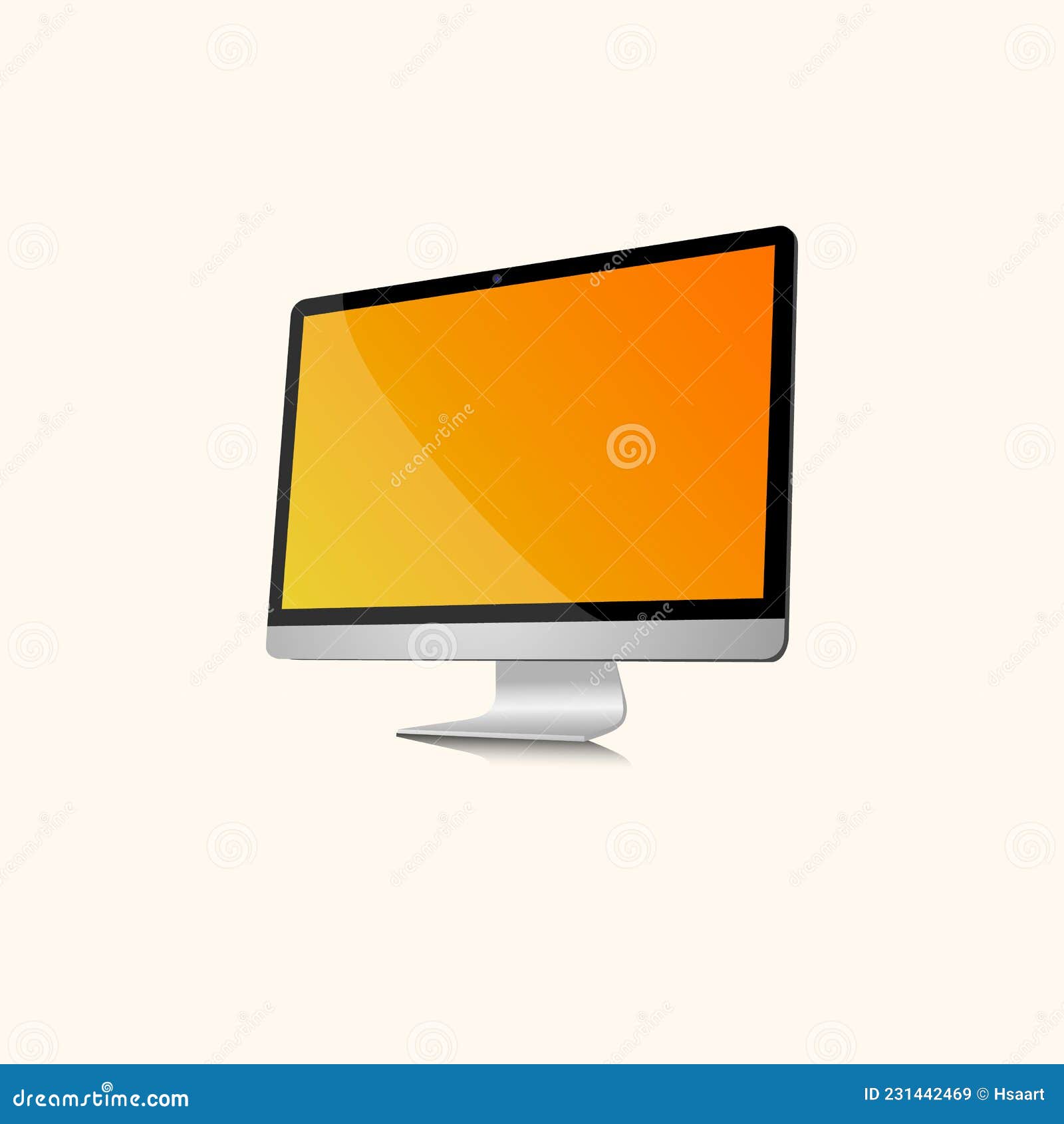 Colorful Empty Computer Monitor Screen Left Side View Flat Design ...