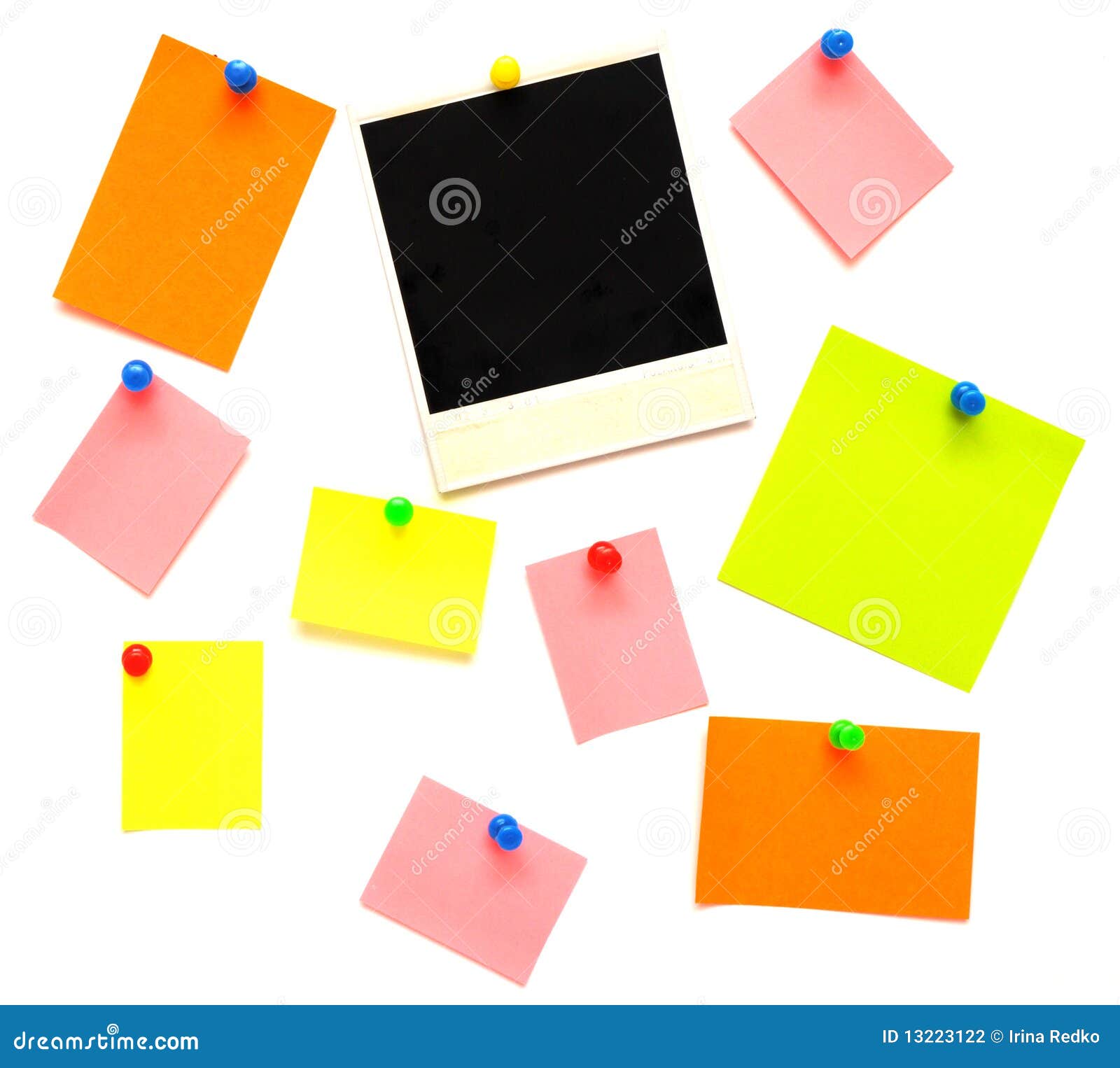 Colorful Empty Notes and Photo Frame Stock Photo - Image of information ...