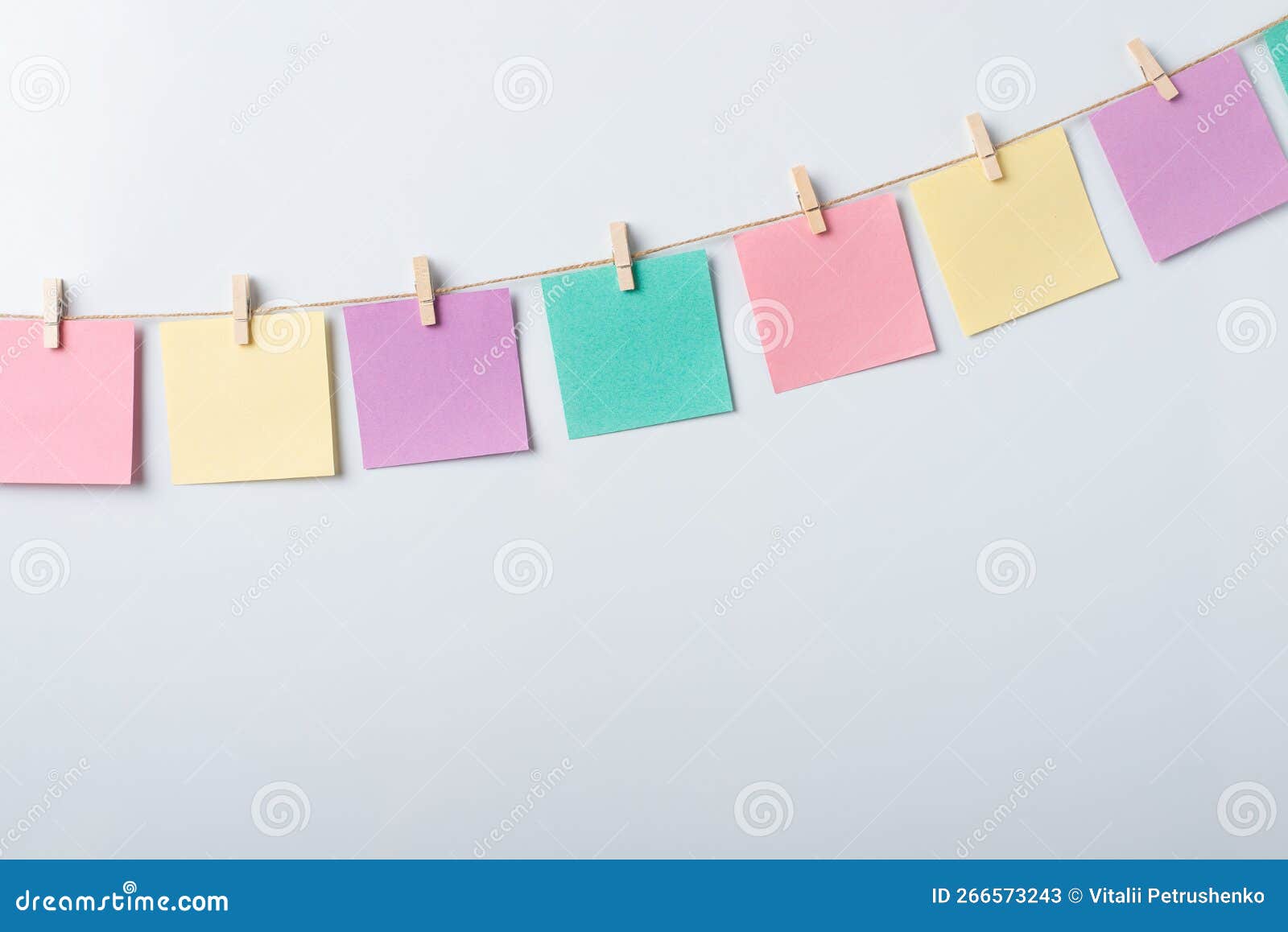 Colorful Empty Paper Note on a Thread Stock Image - Image of blank ...