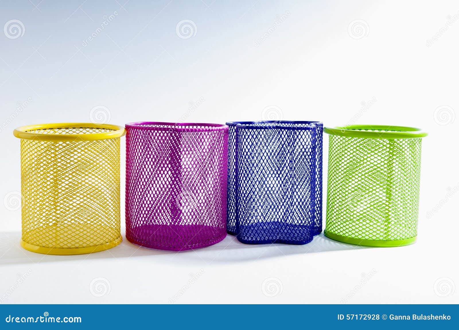 Colorful Empty Pen and Pencil Holders. Stock Photo - Image of drawing ...