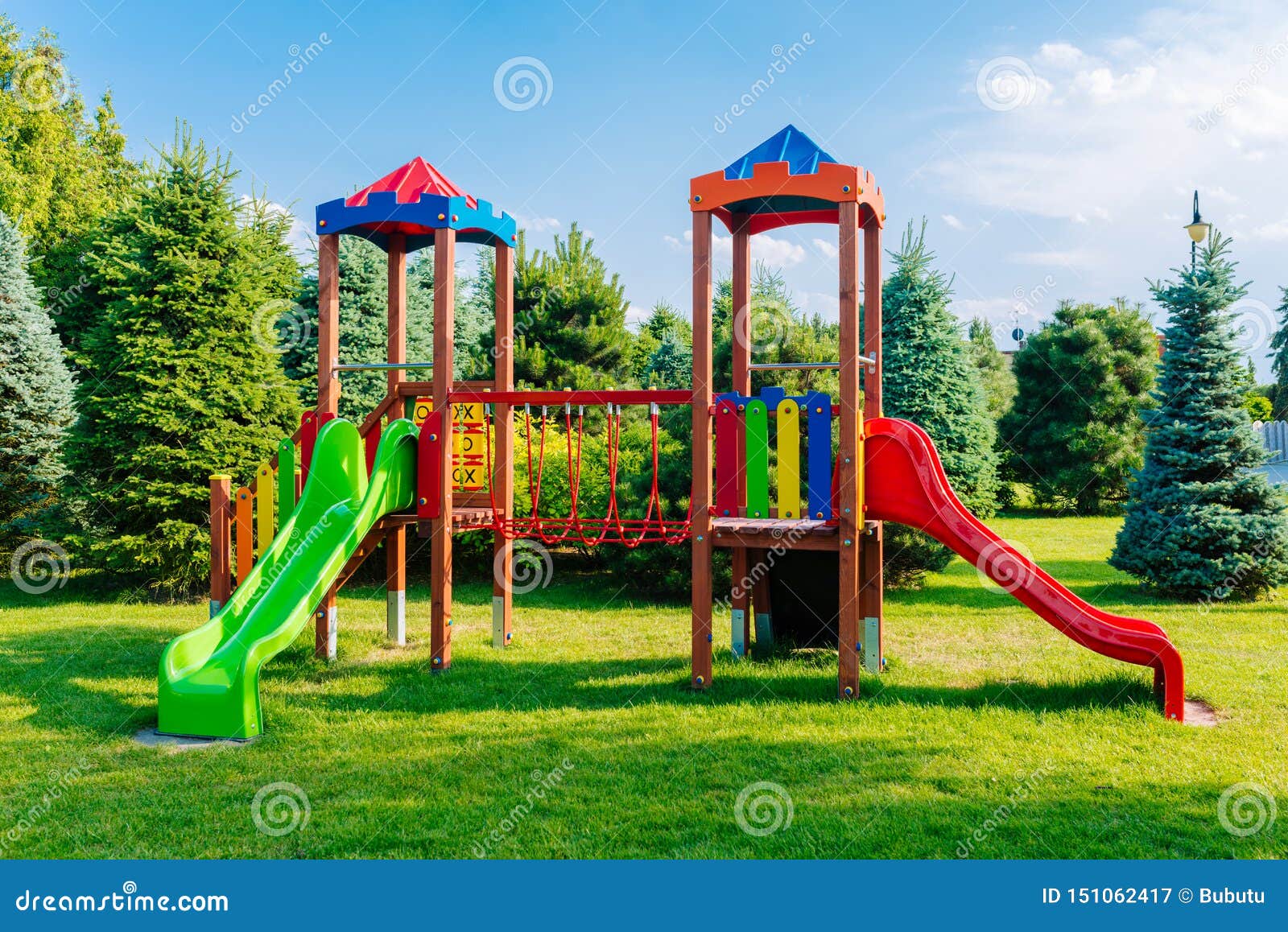 Colorful Empty Playground in Summer Scenery Stock Image - Image of ...