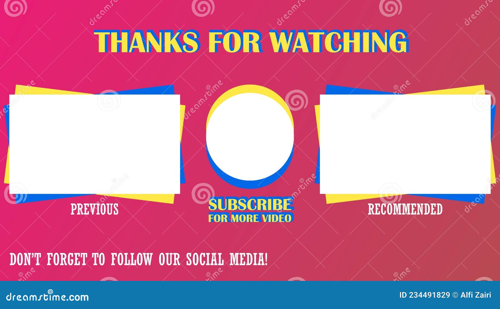 Colorful End Screen for Youtube, Video, Etc Stock Vector - Illustration ...