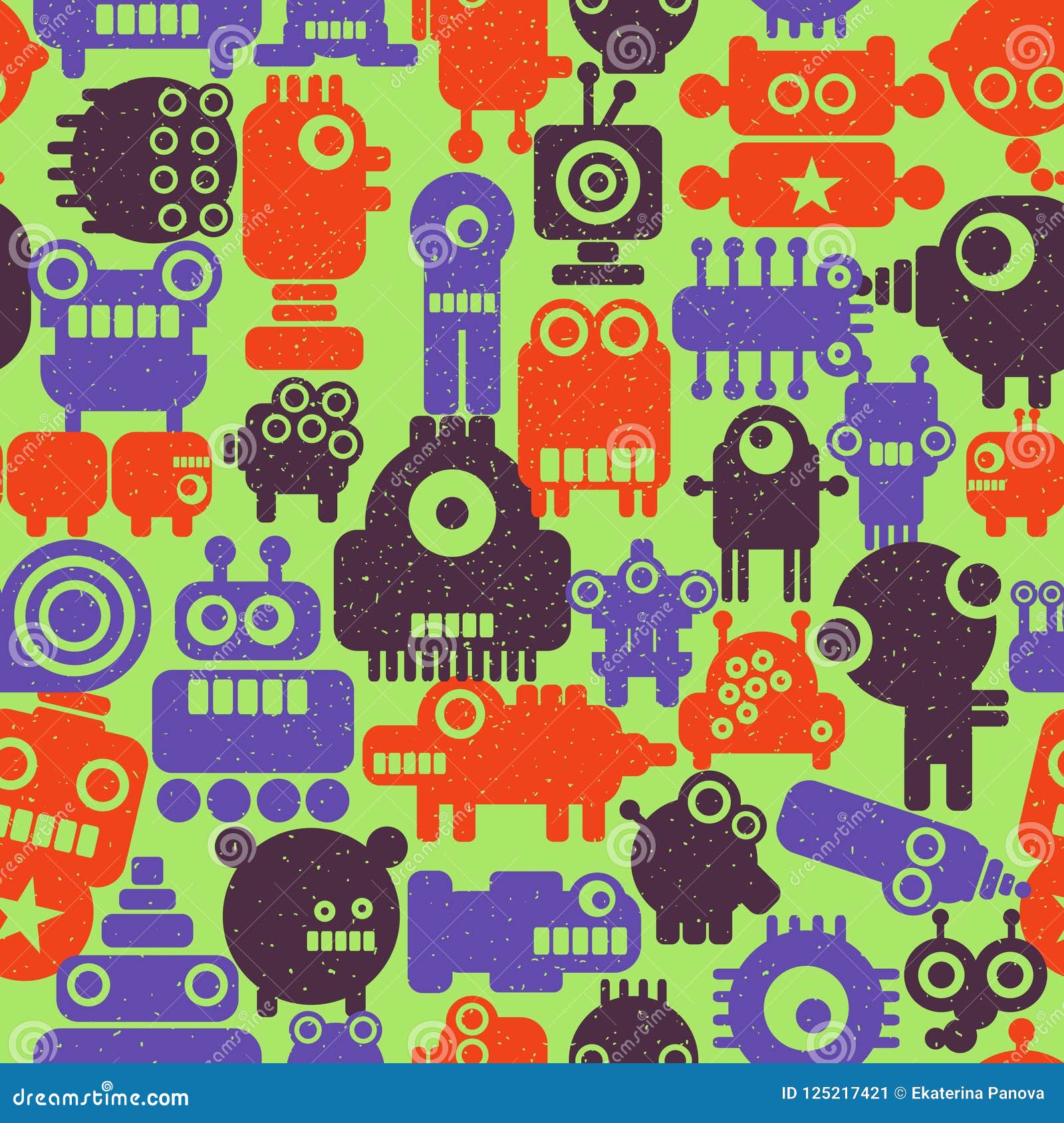 Colorful Endless Pattern with Robots and Monsters. Stock Vector ... Colorful Endless Pattern with Robots and Monsters. Stock Vector ...