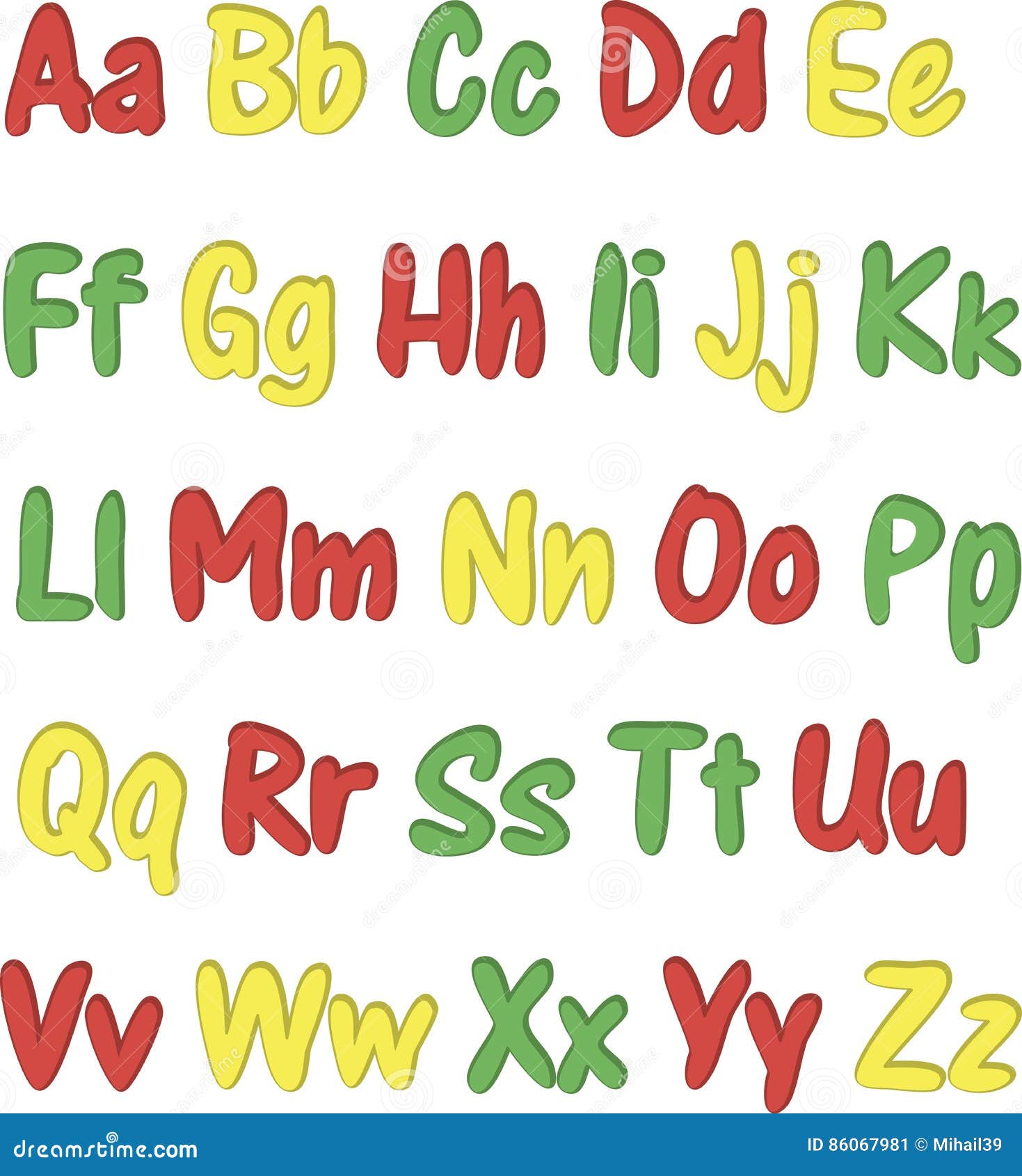 Colorful English Alphabet Different Colors On A White Background Stock ...